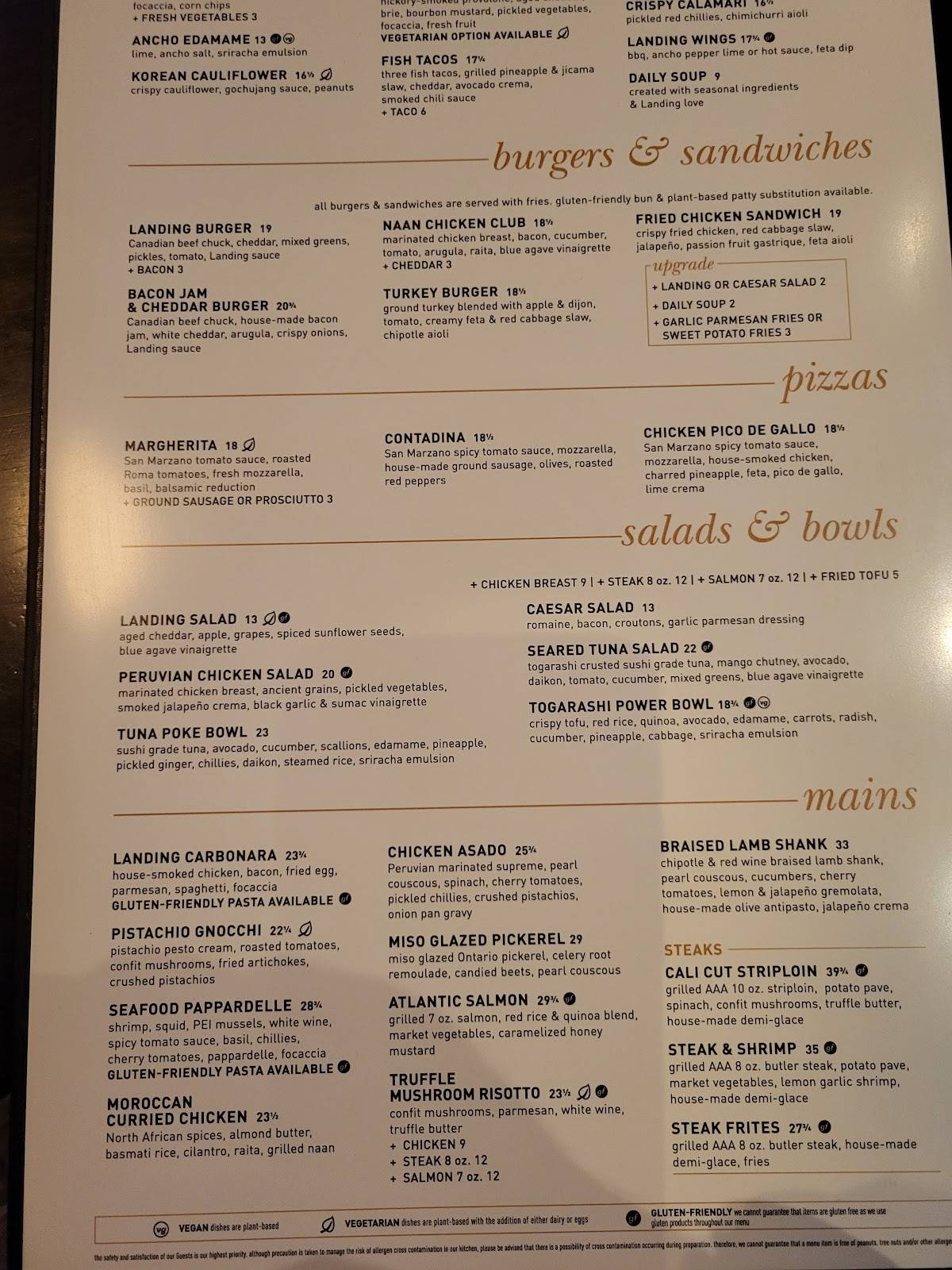 Menu at Harpers Landing pub & bar, Oakville