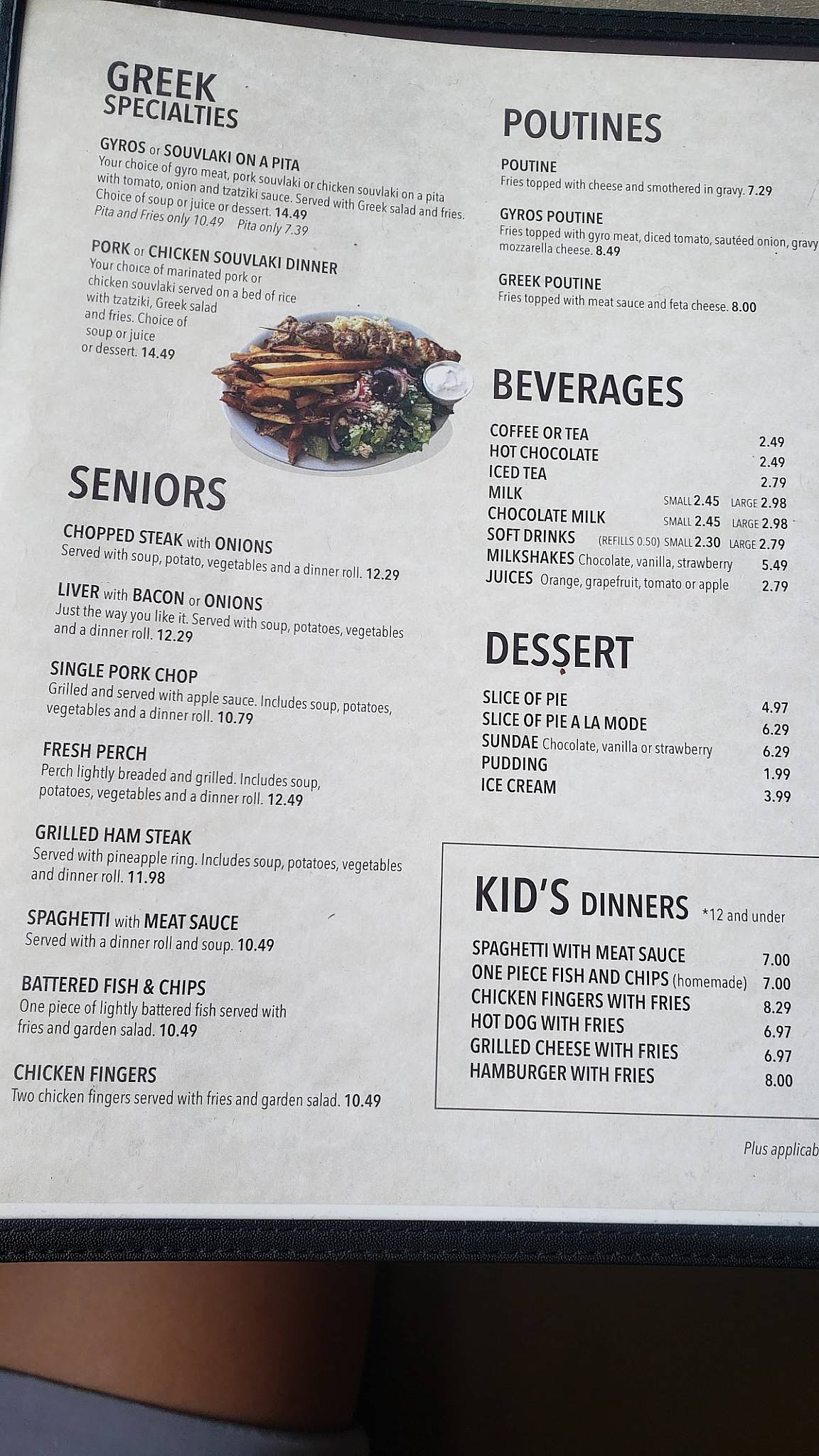 Menu at Harry's Restaurant, London