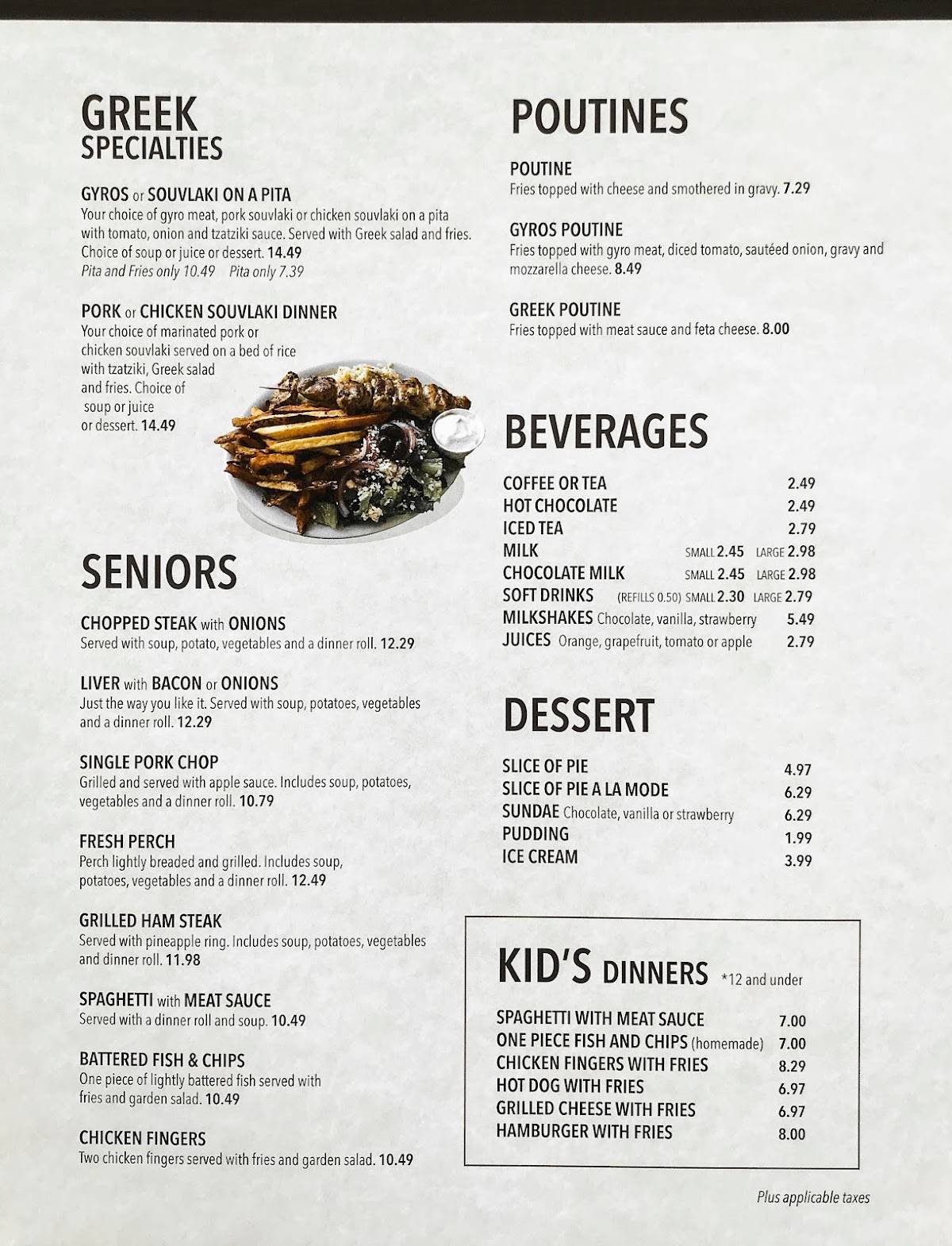 Menu at Harry's Restaurant, London