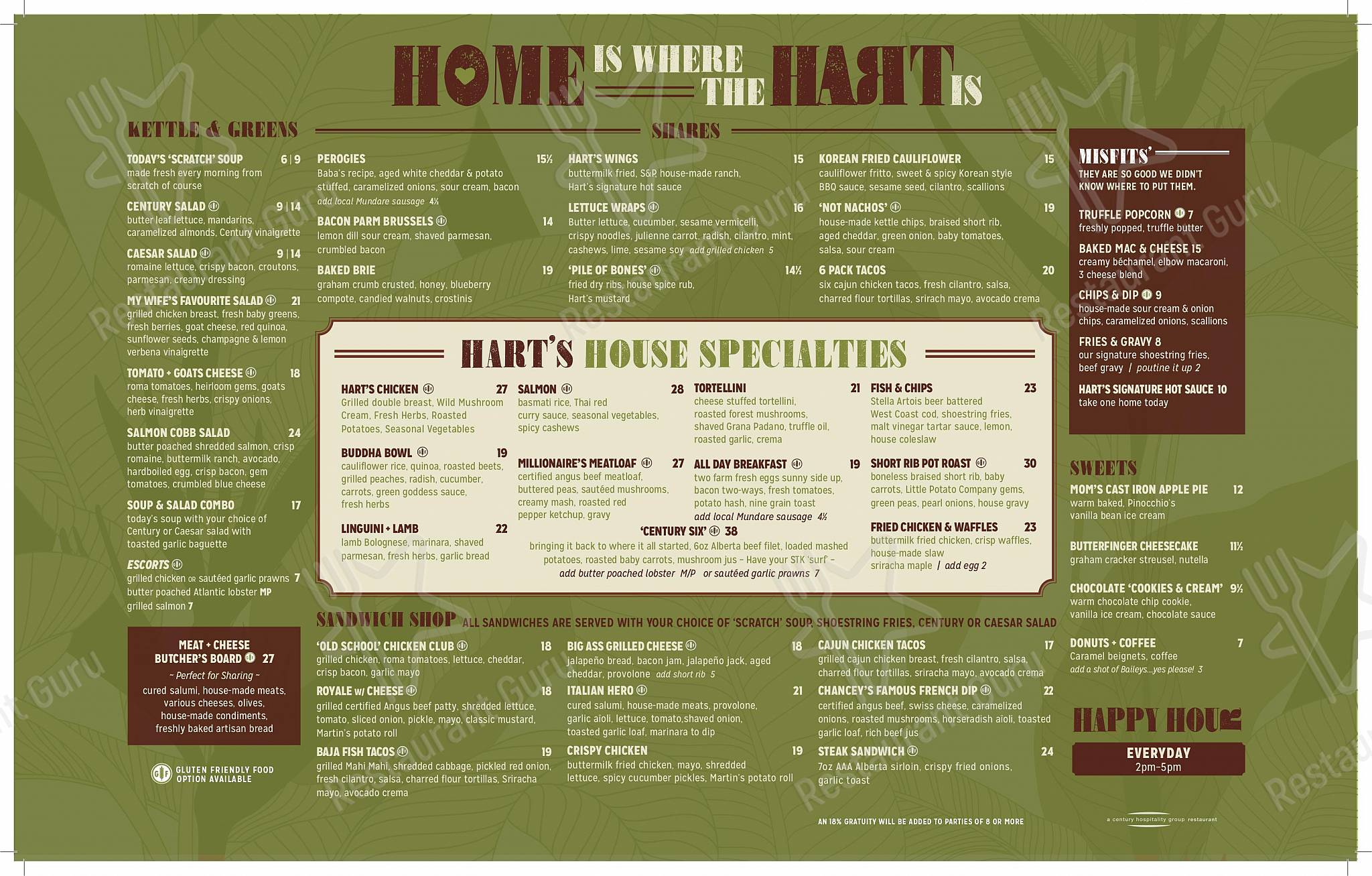 Menu at Hart's Table & Bar, Edmonton