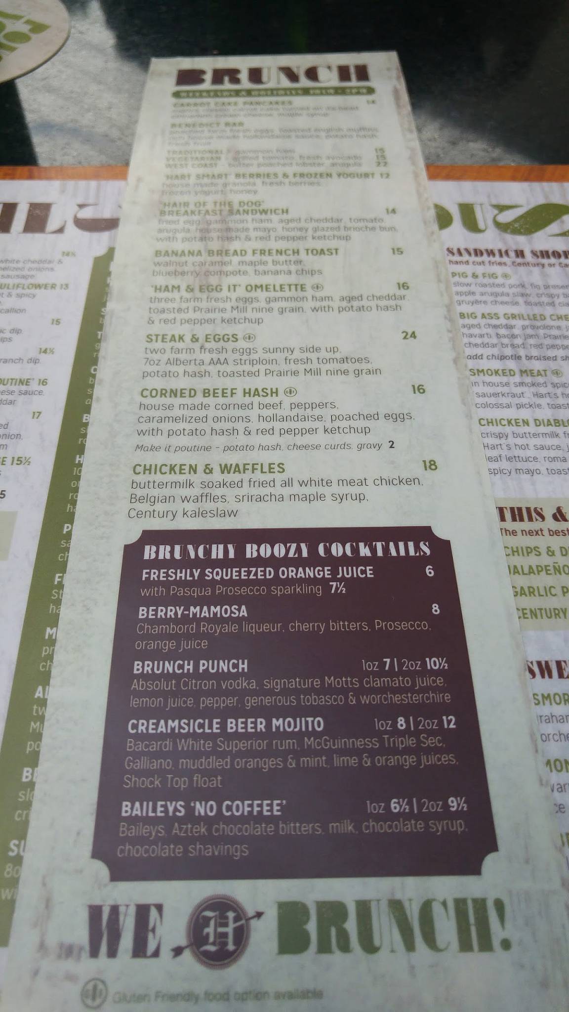 Menu at Hart's Table & Bar, Edmonton