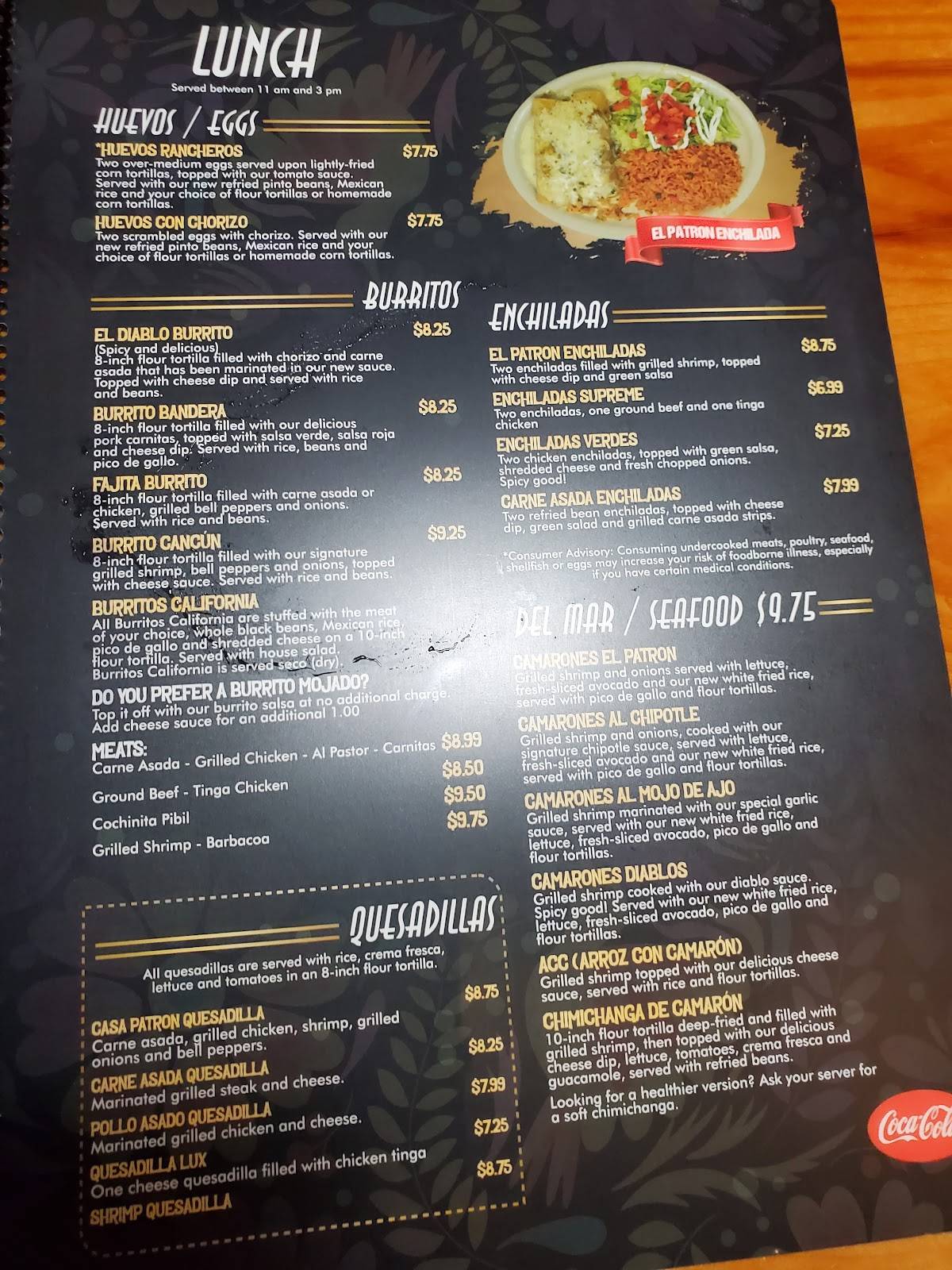 Menu at La Casa Del Patron restaurant, Havelock