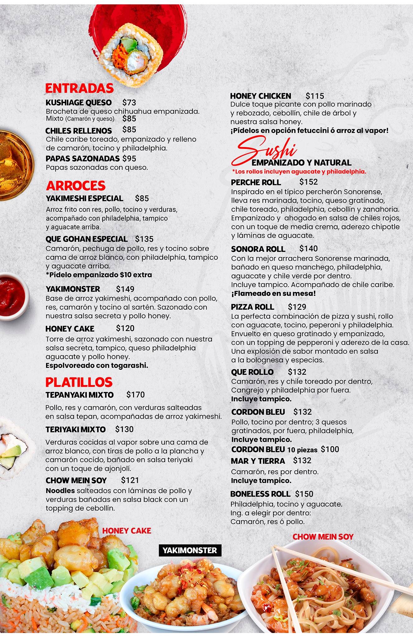 Carta del restaurante Que Rollo Sushi Pilares, Hermosillo, Blvd ...