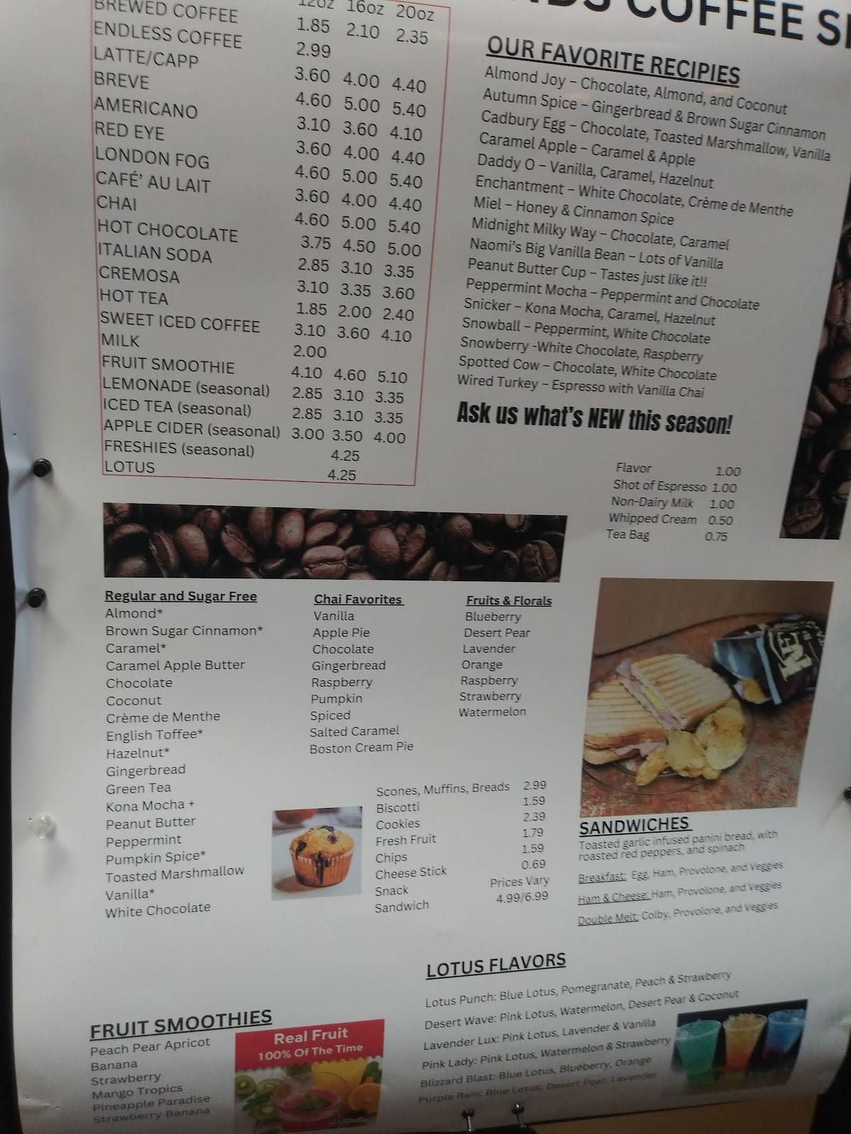 Menu at Higher Grounds Coffee Shop cafe, Beaver Dam, N7156 E Plaza Dr