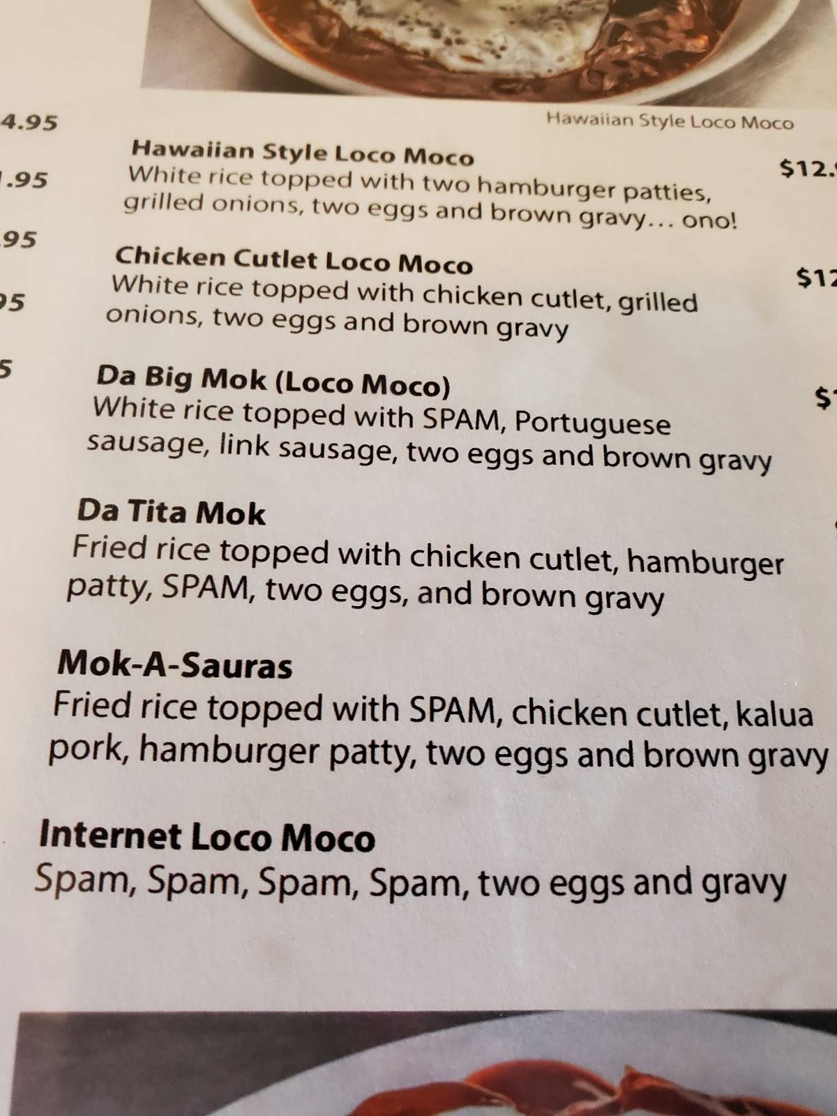 Menu at Hawaiian Style Cafe Hilo, Hilo, 681 Manono St