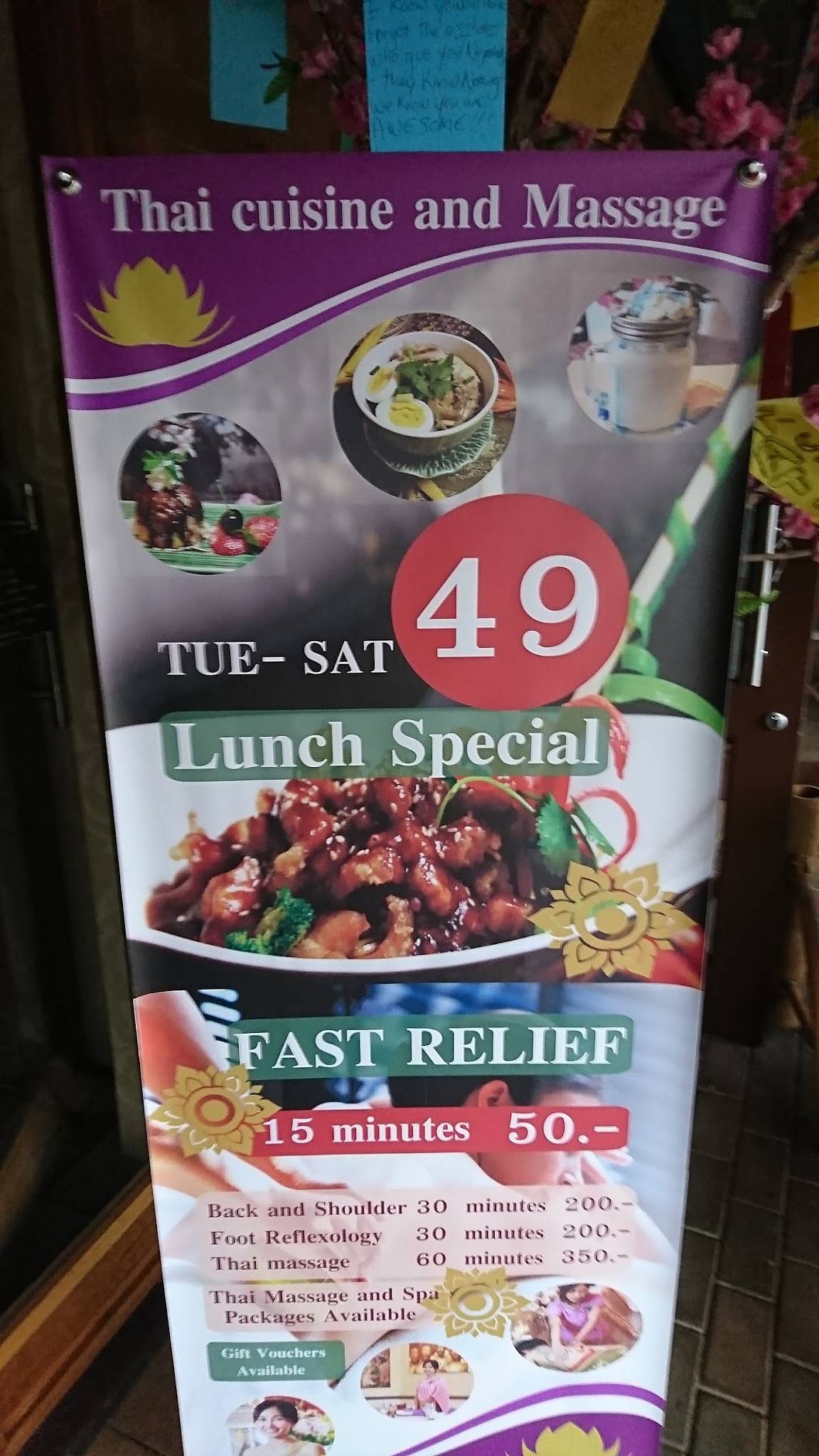 Menu at Taste of Thai restaurant, Hilton