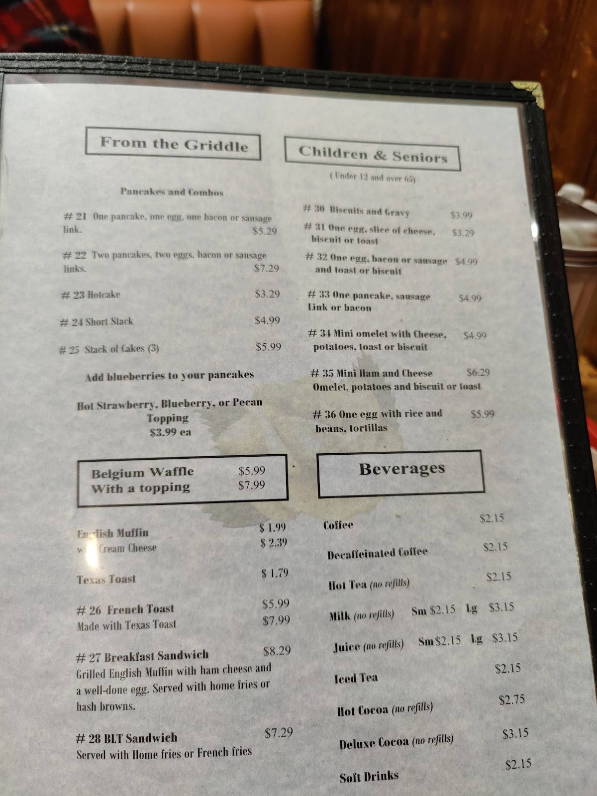Menu at Homero's Yellow Rose restaurant, Terrell