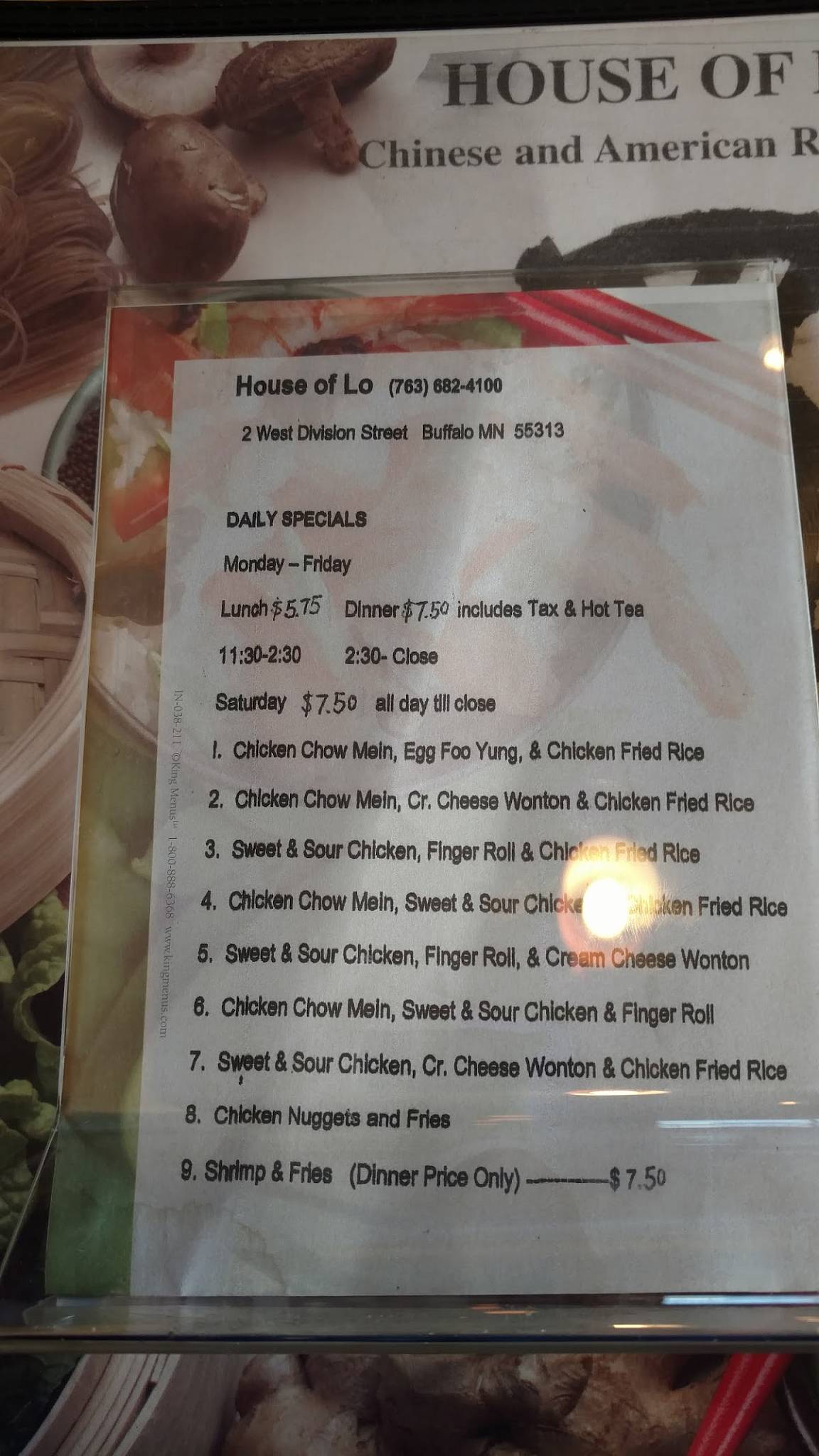 Menu at House of Lo restaurant, Buffalo