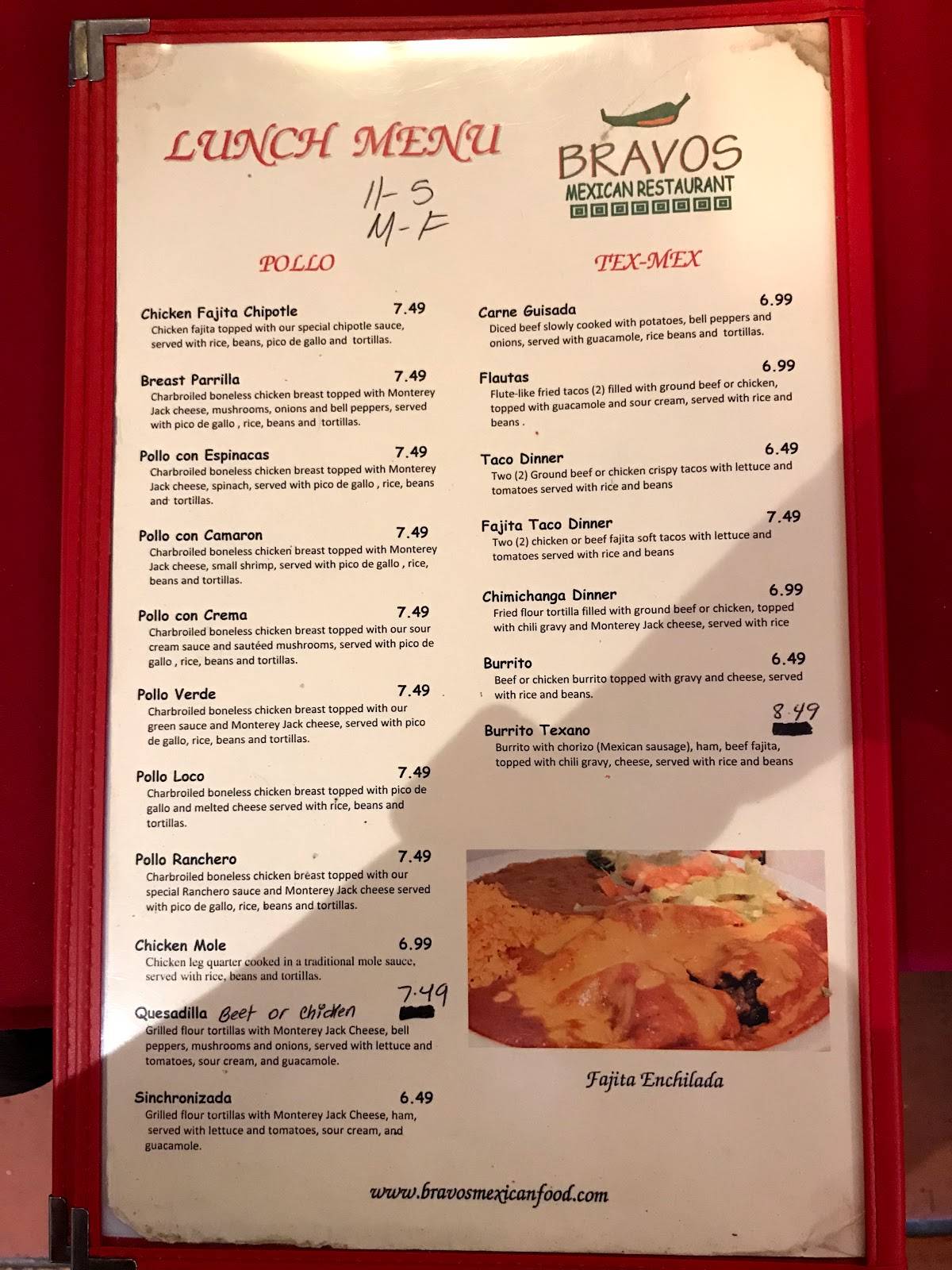 Menu at Bravos Mexican Restaurant, Houston, Fuqua St