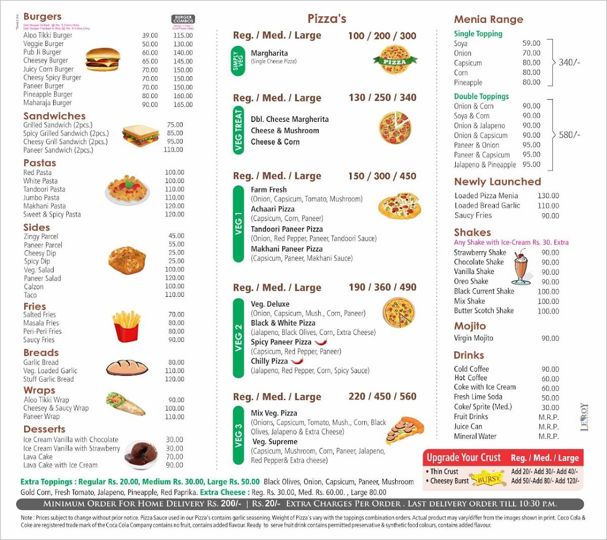 Menu at Hungry Point, Taraori