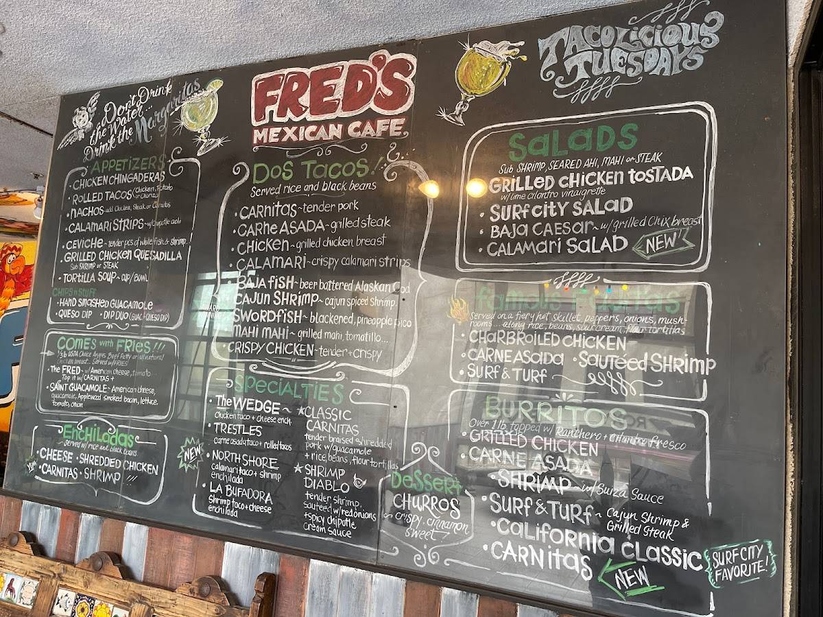 Menu at Fred's Mexican Cafe & Cantina, Huntington Beach