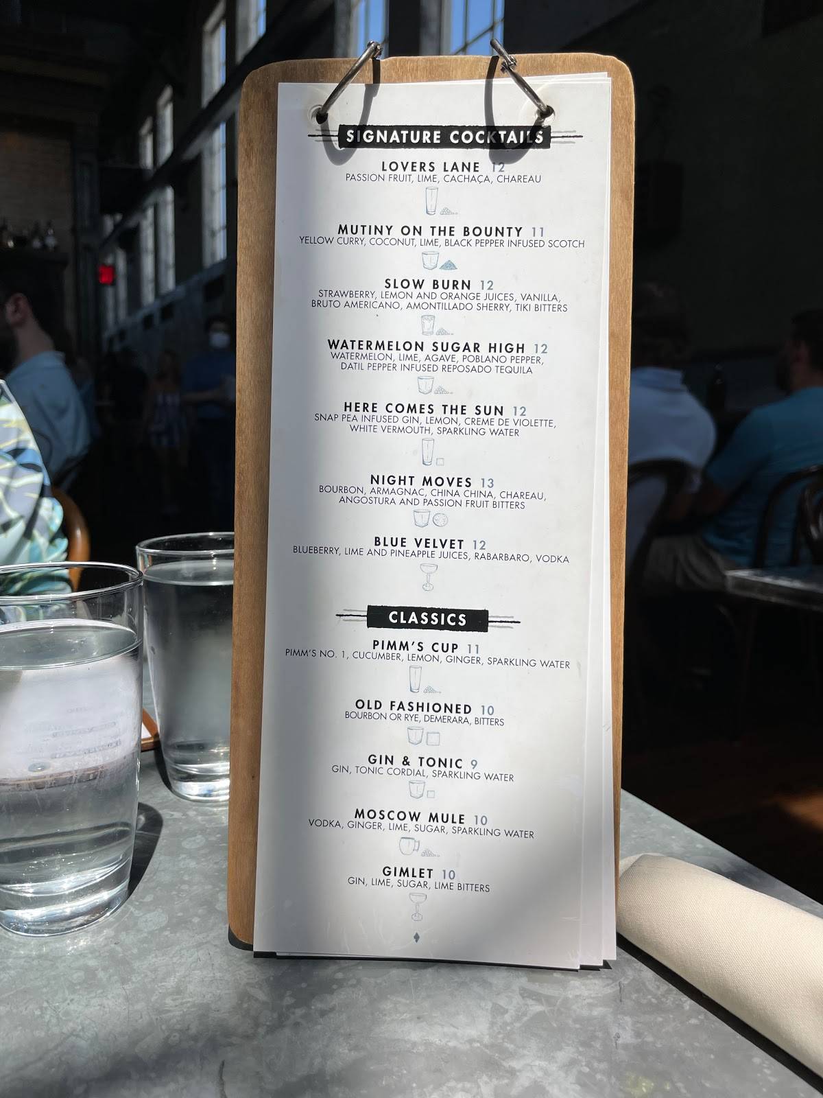 Menu at Ice Plant Bar, St. Augustine