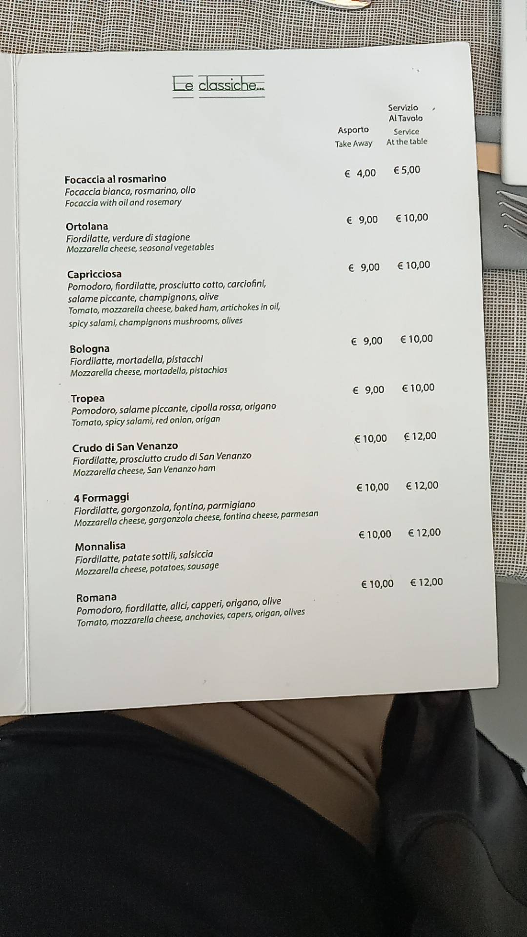 Menu da Il Miglio ristorante, Orvieto