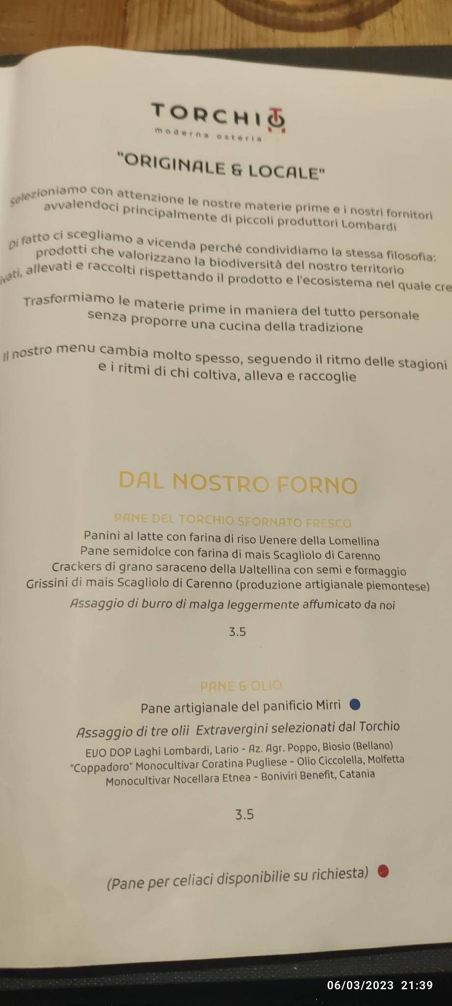 Menu da Torchio Moderna Osteria ristorante, Lecco