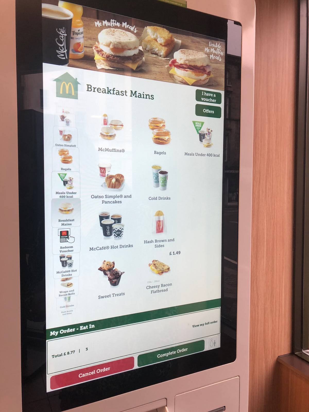 Menu at McDonald's fast food, Inverness, 12/22 High St