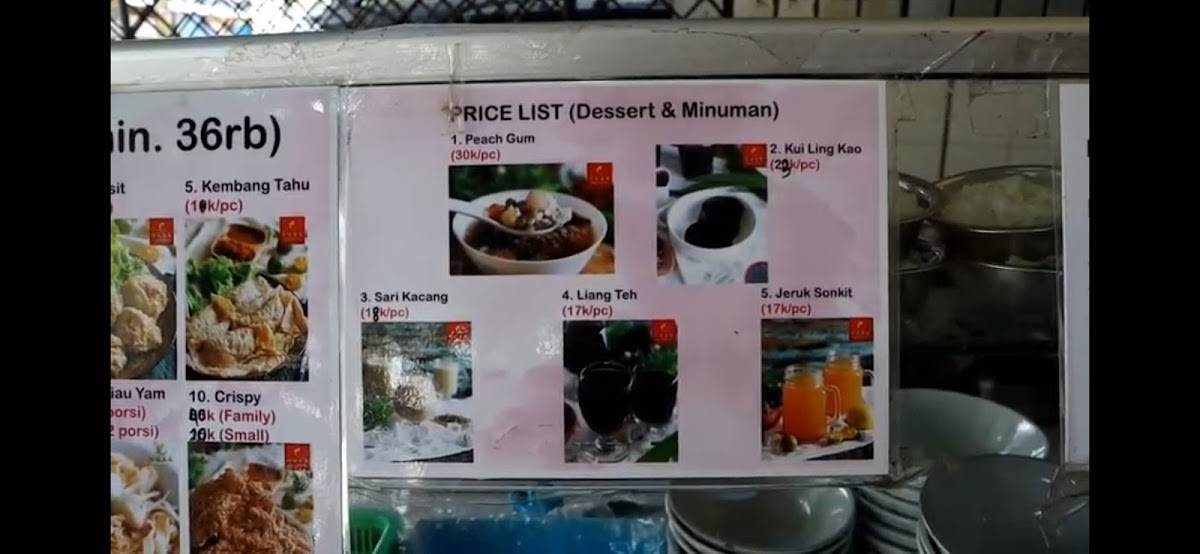 Menu at Bakso Ikan Asli 'Alie' restaurant, North Jakarta, Jl. Agung ...