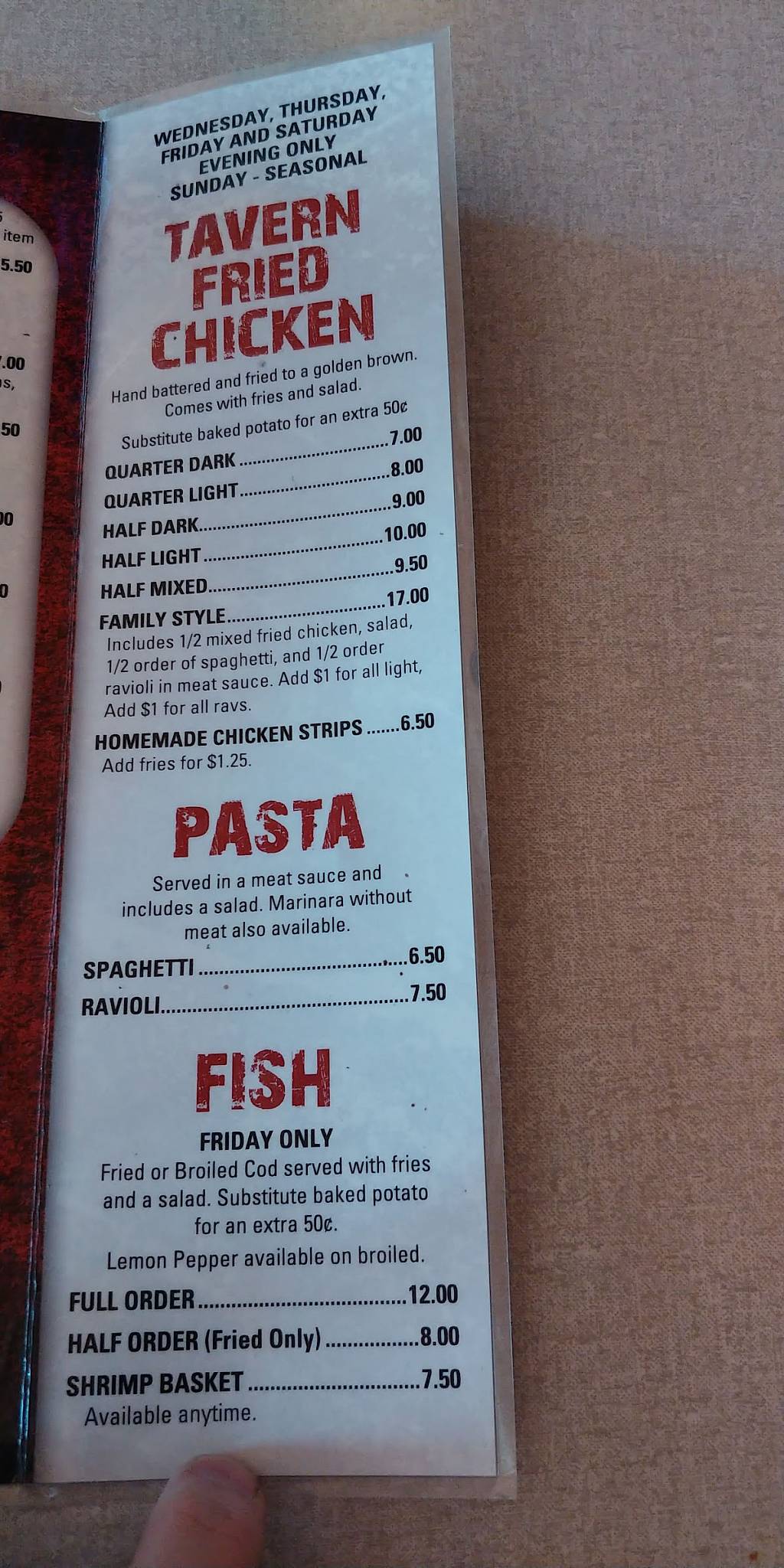 Menu at Jake's Pourhouse pub & bar, LaSalle