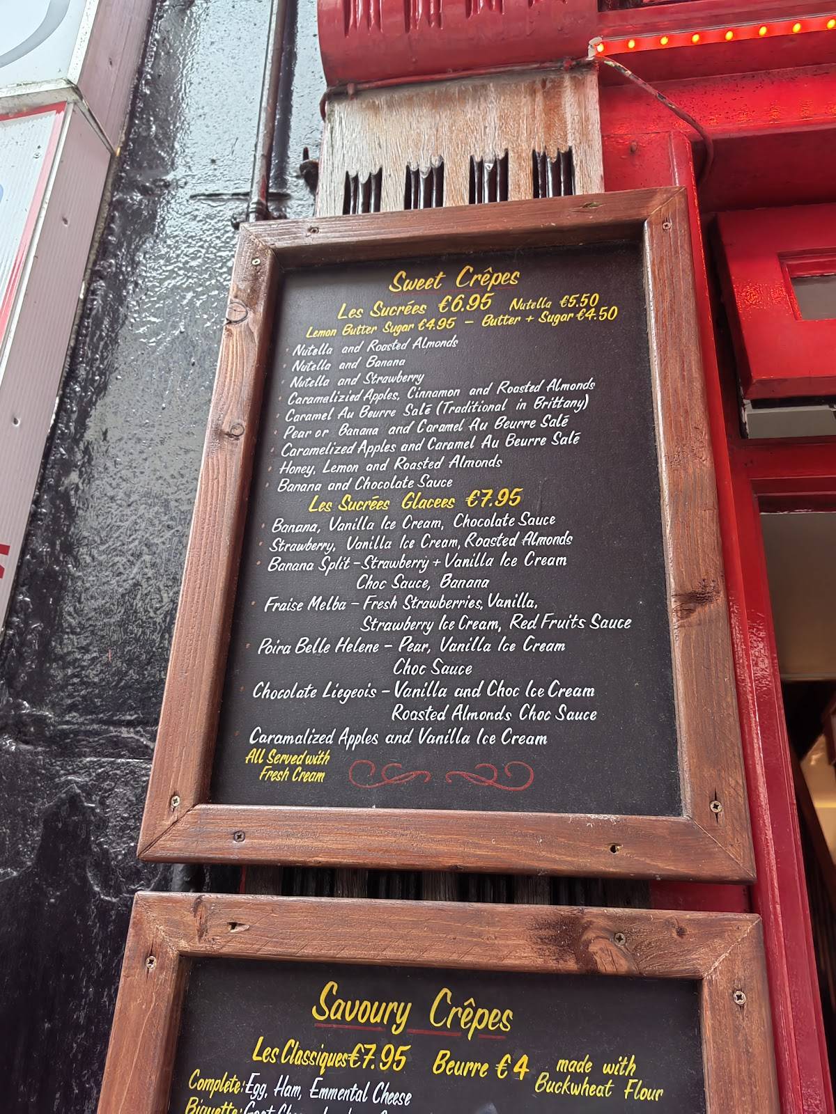 Menu at Java's Cafe, Galway