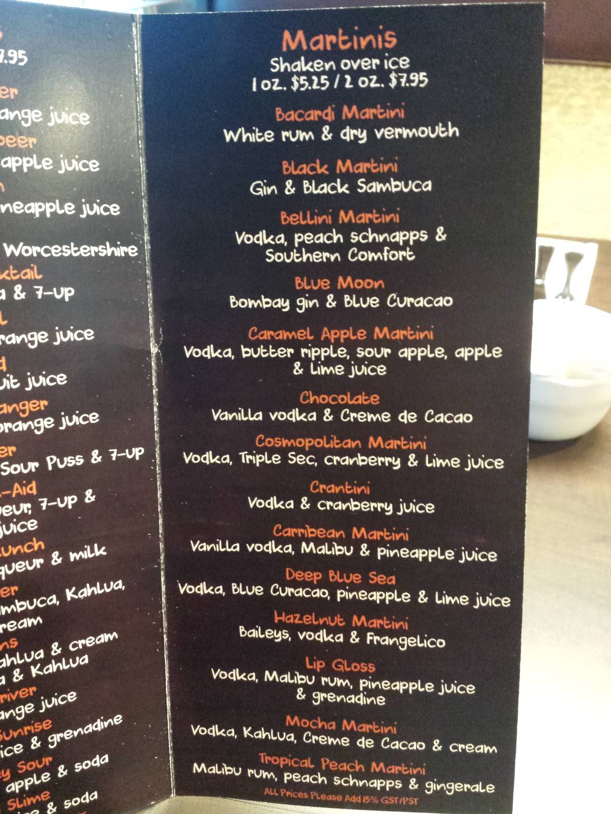 Menu at Jimmy J'S Grill restaurant, Chilliwack