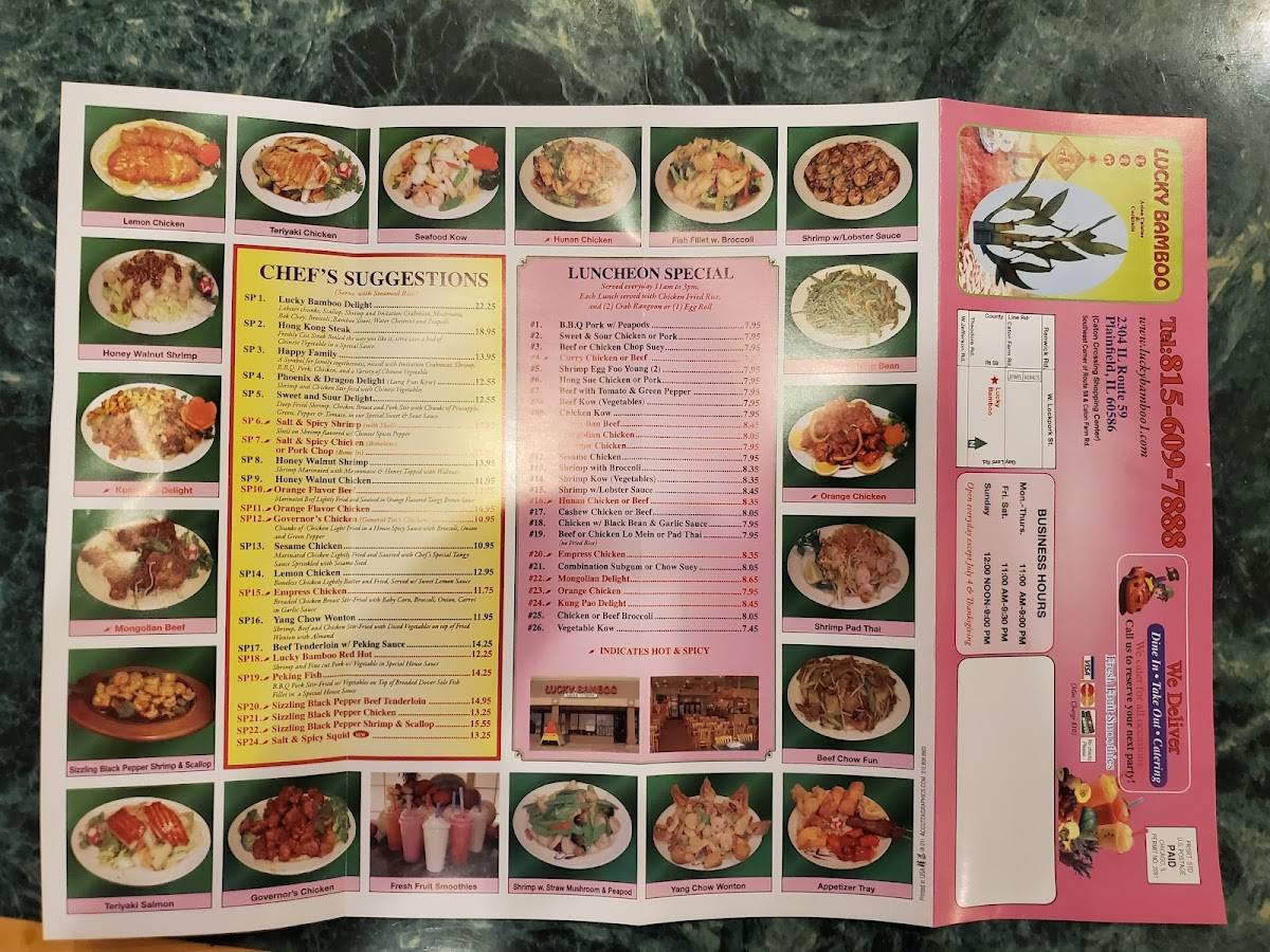 Menu at Lucky Bamboo Asian Cuisine restaurant, Plainfield