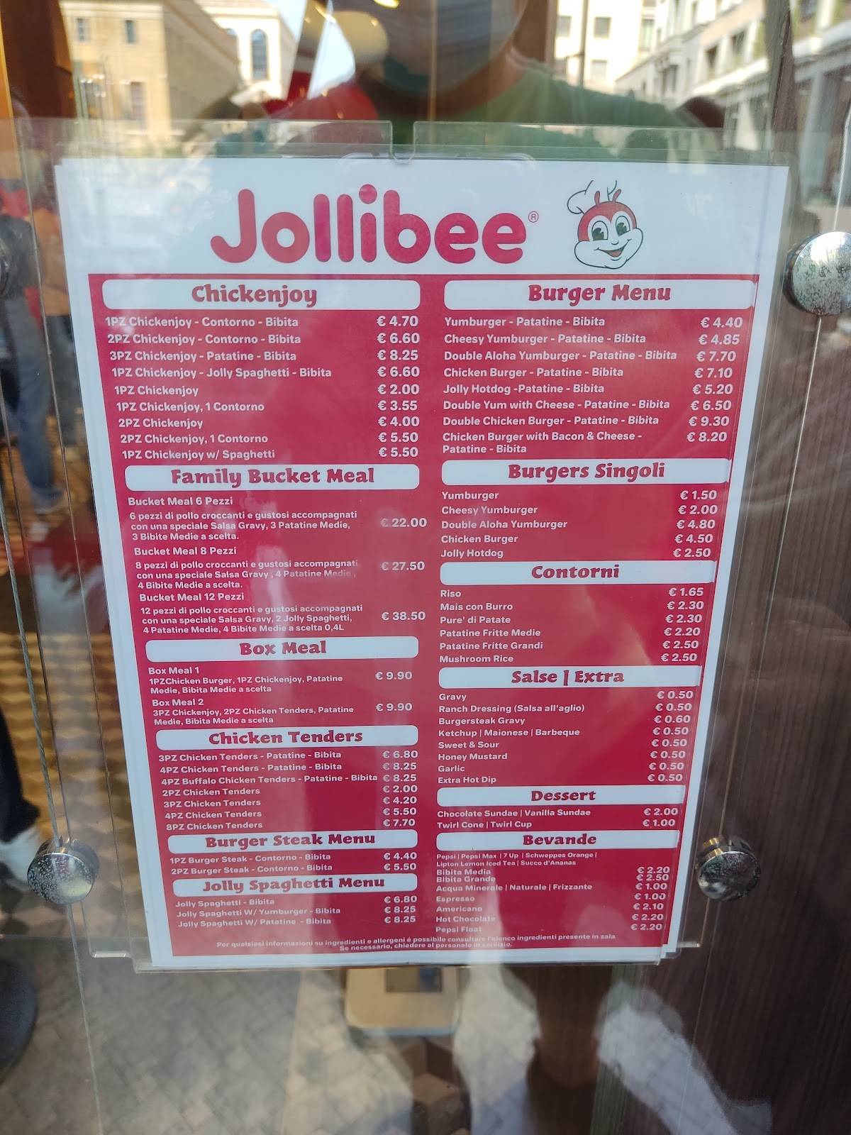 Menu at Jollibee Milano fast food, Milan