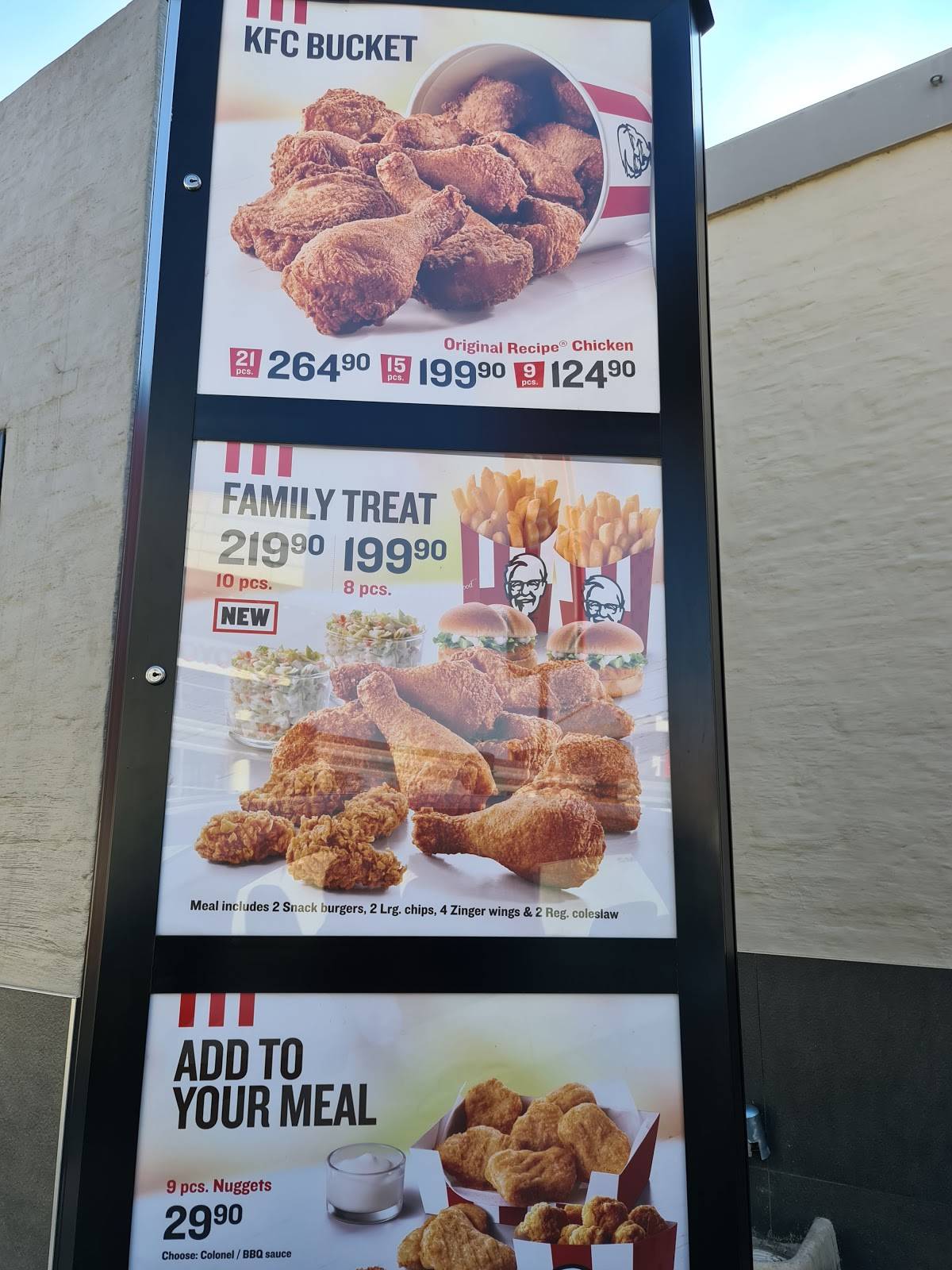Menu at KFC Melrose Crossing restaurant, Johannesburg, Melrose Crossing