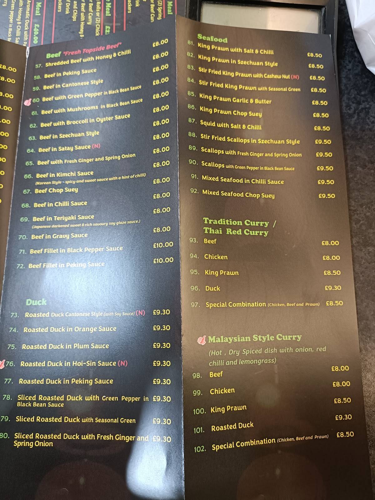 Menu at King 11 Chinese Take Away fast food, Glengormley