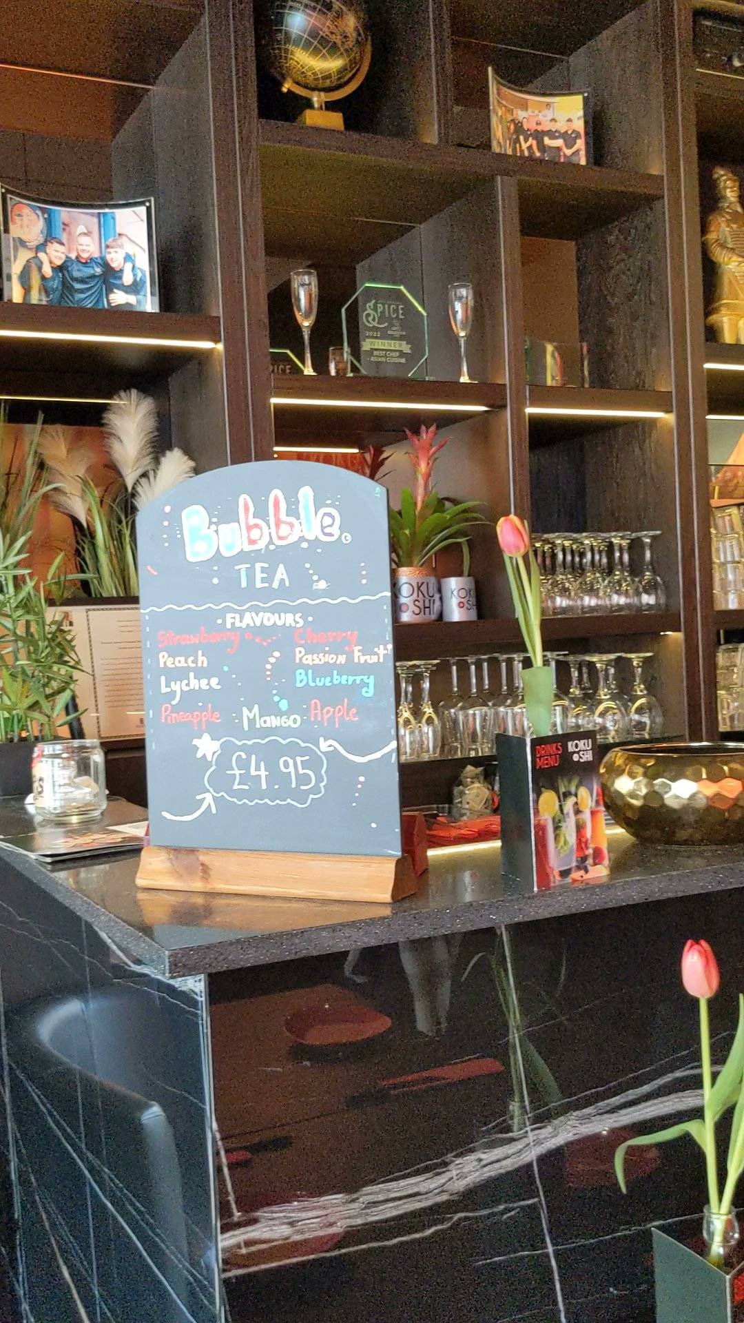 Menu at Koku Shi restaurant, Kirkcaldy