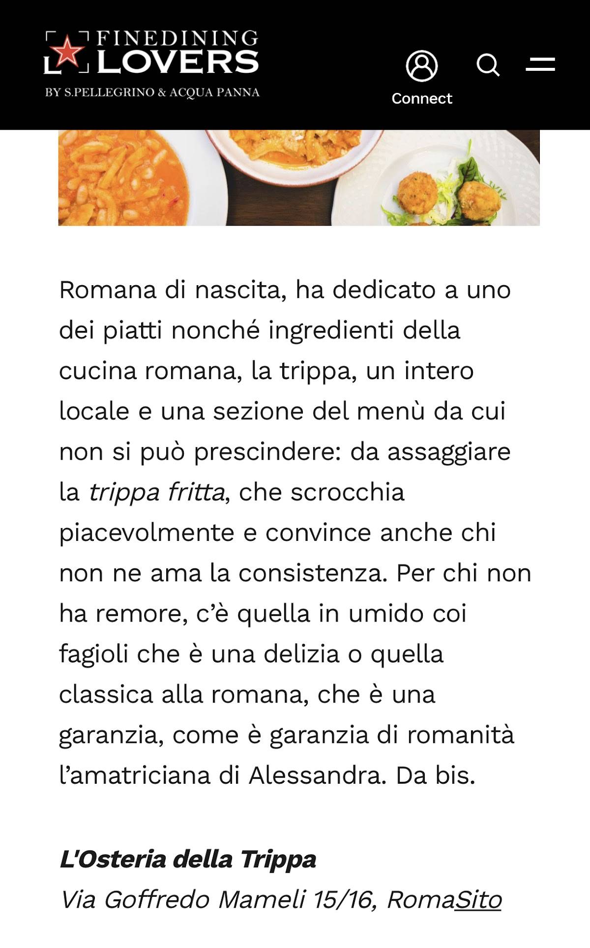 Menu at L'Osteria della Trippa. restaurant, Rome