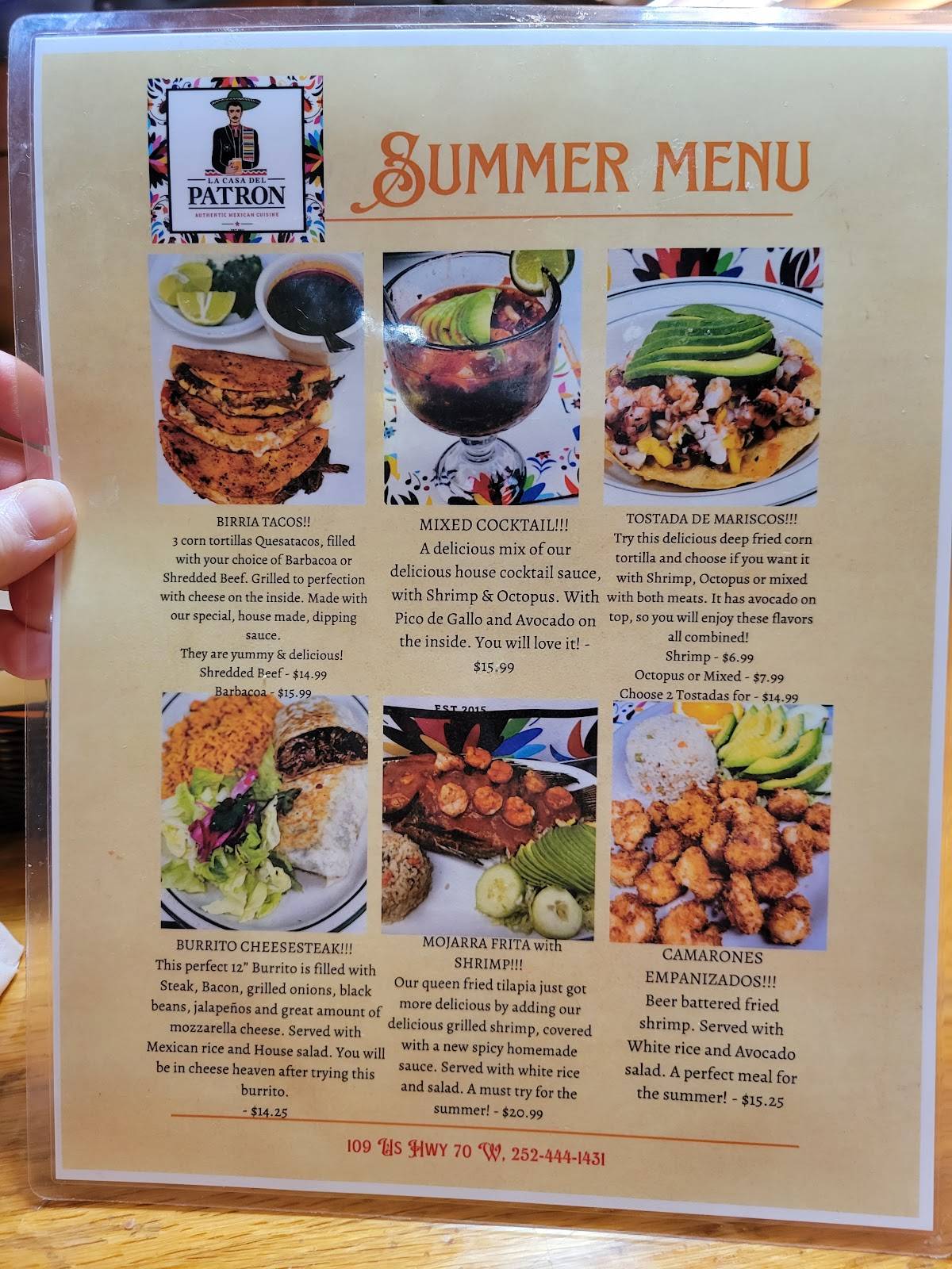 Menu at La Casa Del Patron restaurant, Havelock