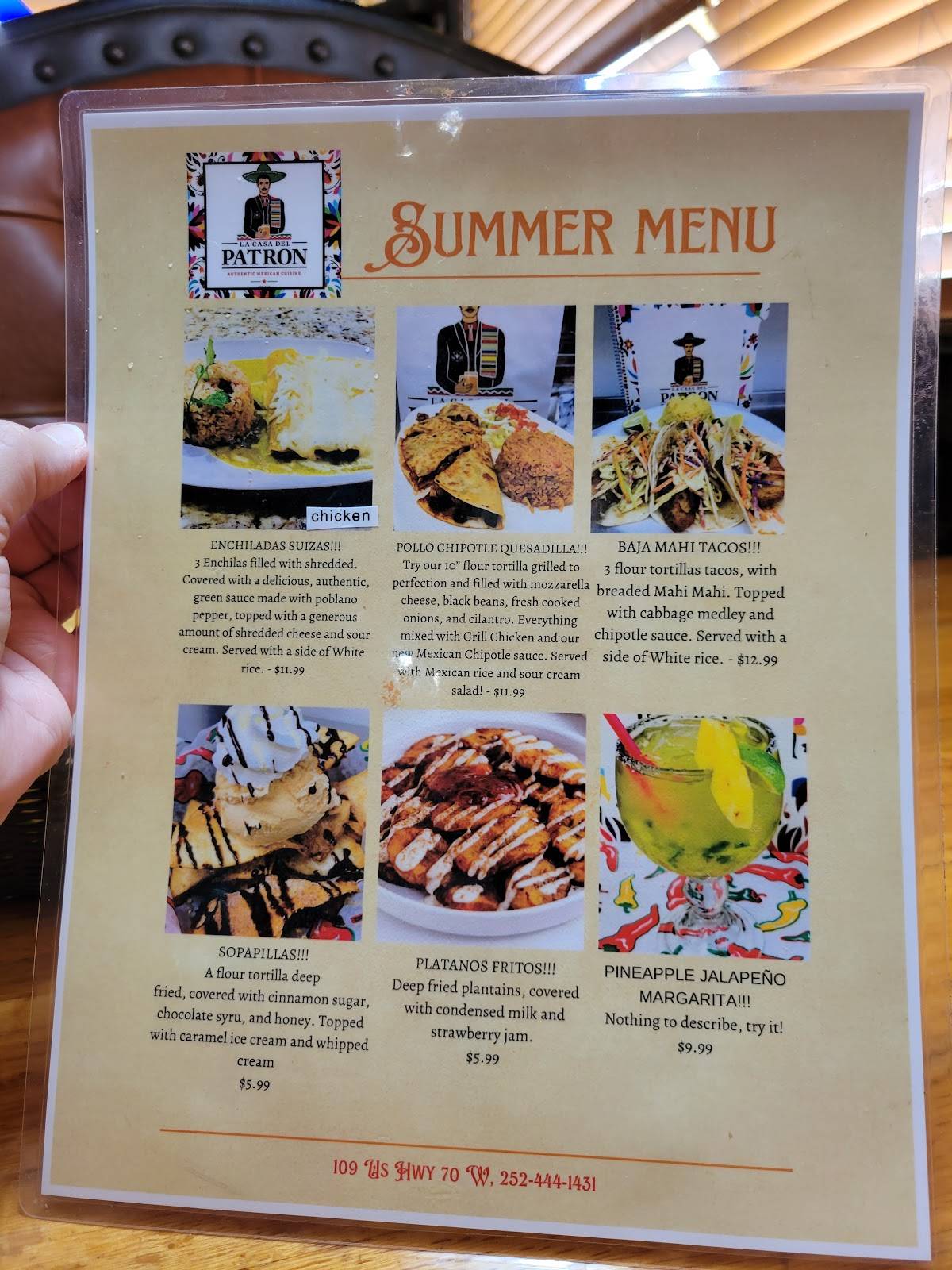 Menu at La Casa Del Patron restaurant, Havelock