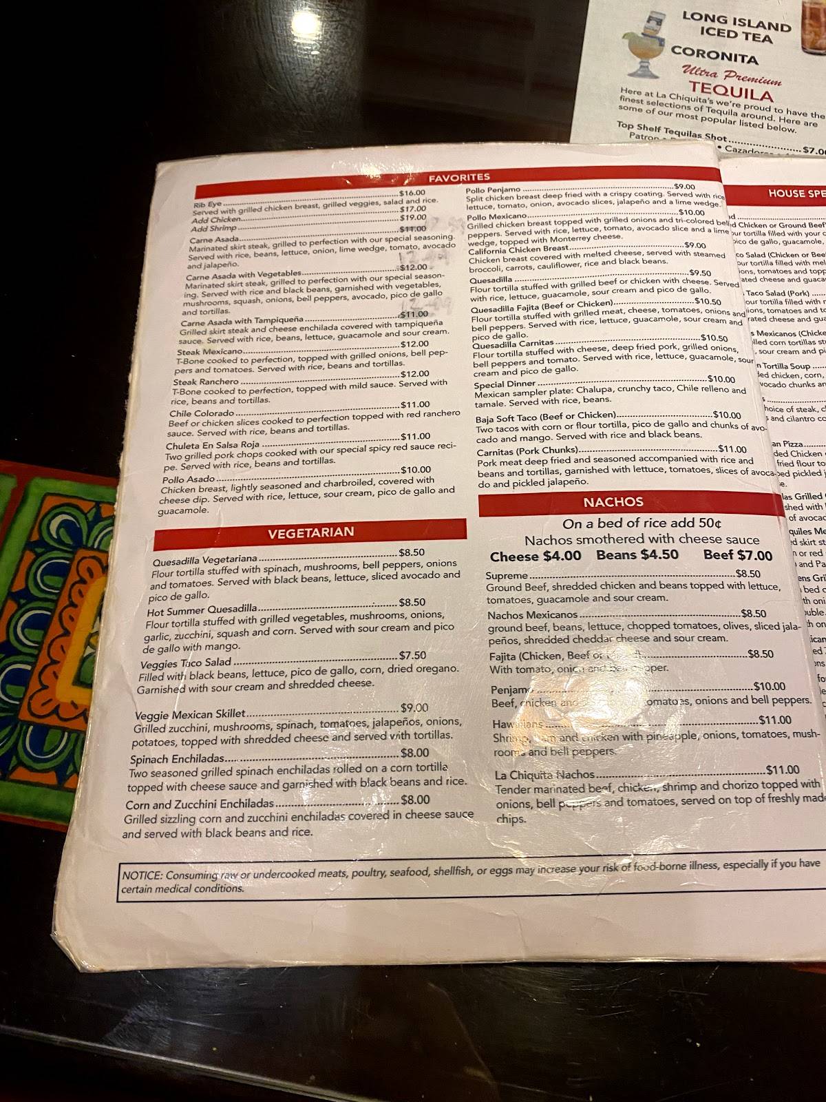 Menu at La Chiquita restaurant, Russellville, E Main St