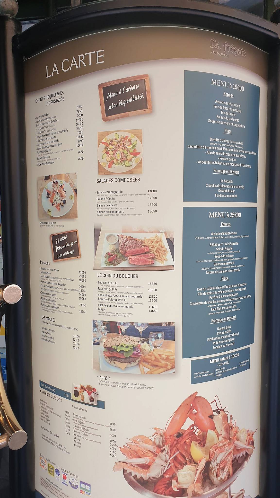 Menu au La Frégate restaurant, Dieppe, 23 B Quai Henri IV