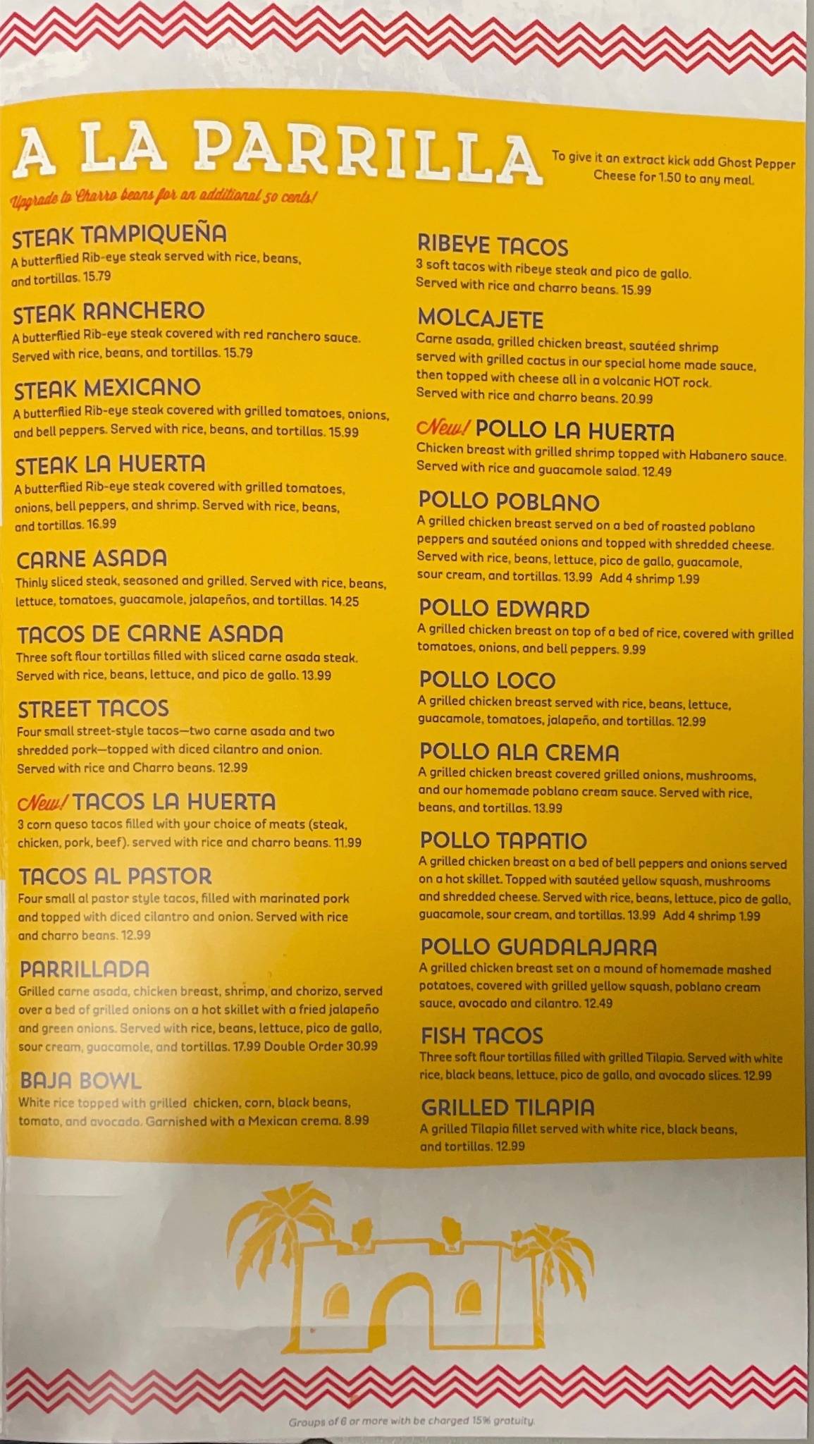 Menu at La Huerta Mexican Restaurant, Fort Smith, Rogers Ave