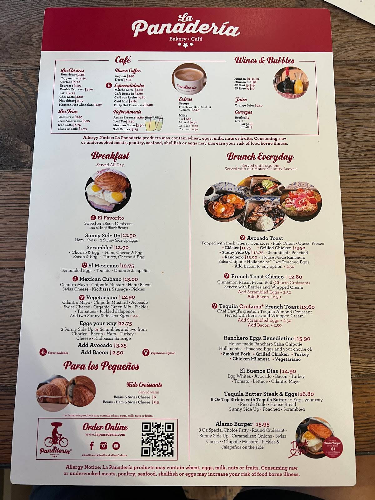 Menu at La Panadería Bakery Café, San Antonio, 301 E Houston St