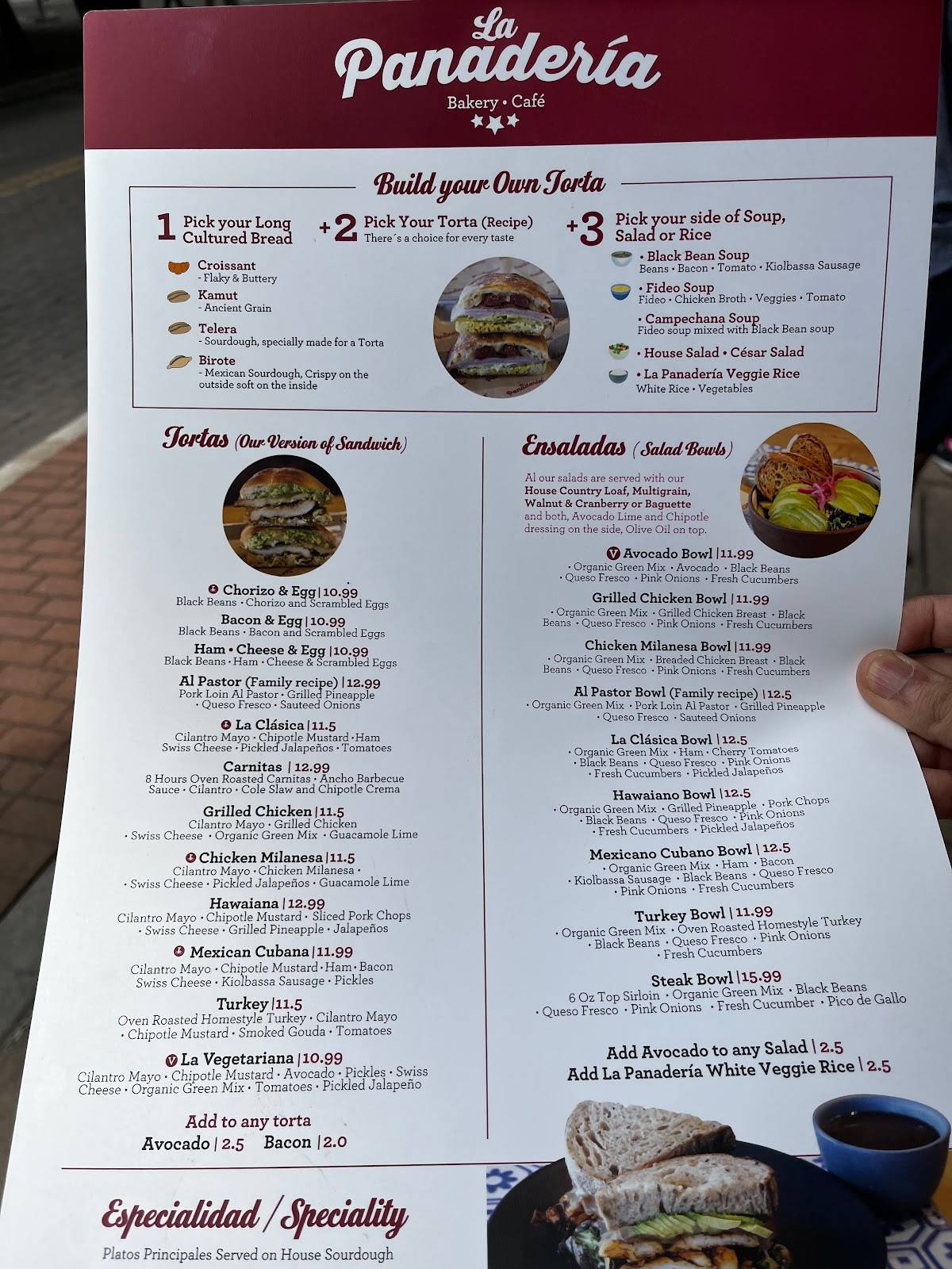 Menu at La Panadería Bakery Café, San Antonio, 301 E Houston St