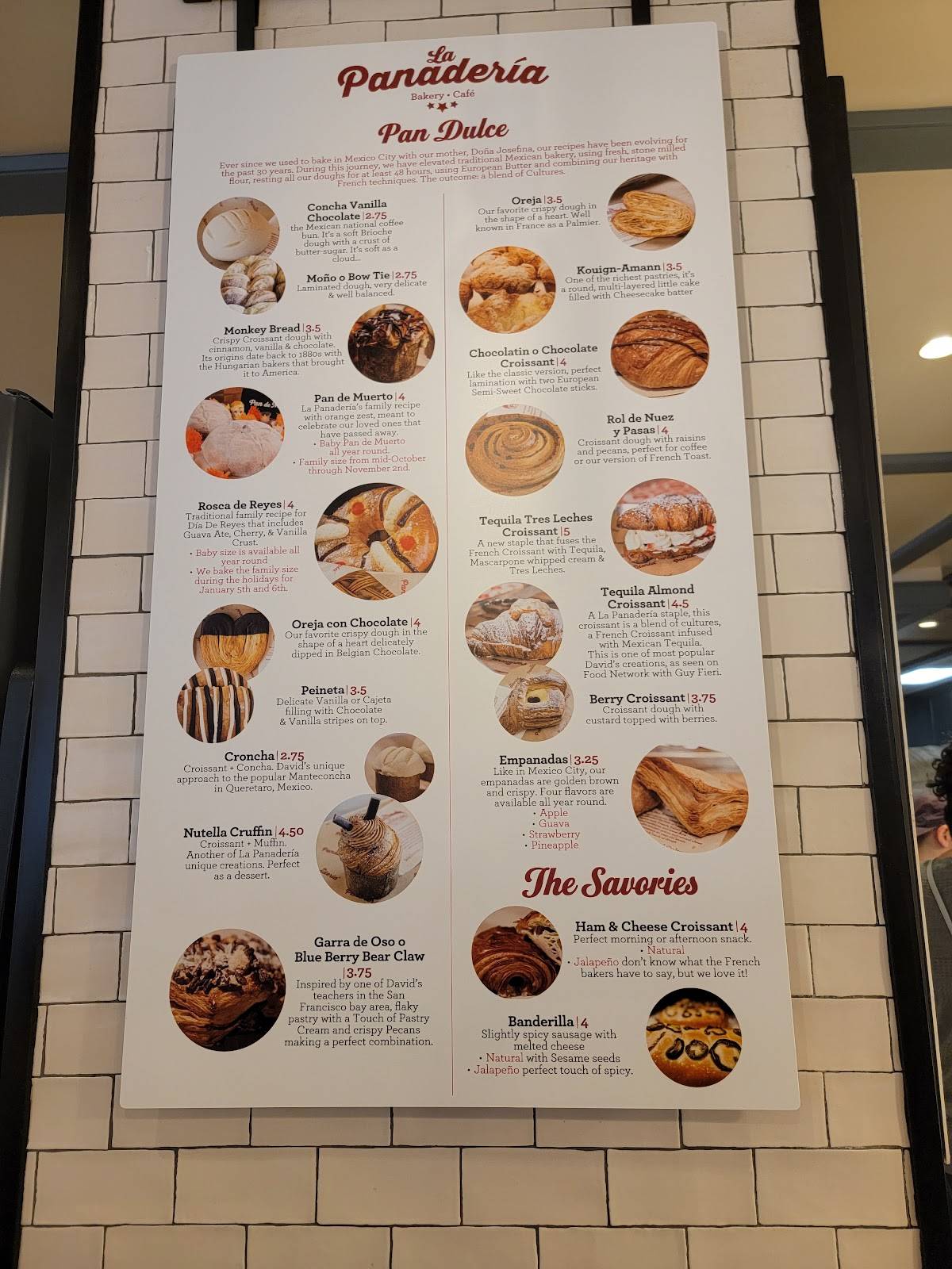 Menu at La Panadería Bakery Café, San Antonio, 301 E Houston St