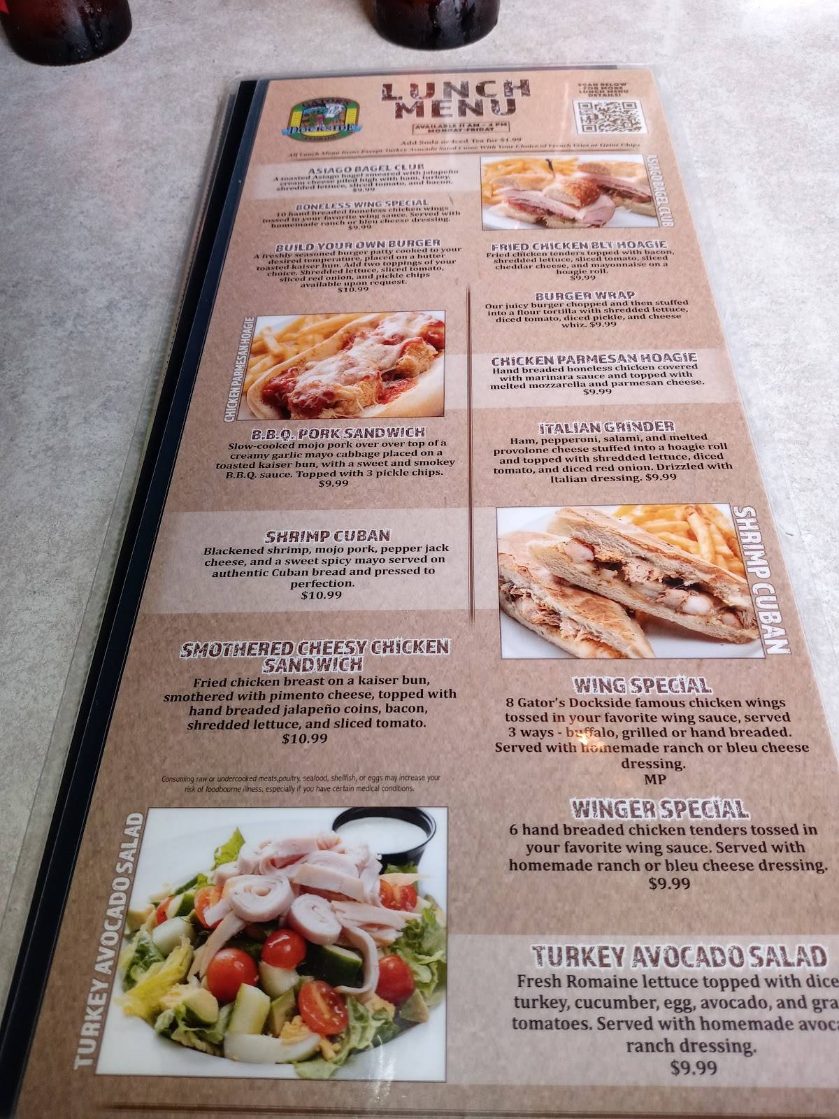 Menu at Gator's Dockside Lake City pub & bar, Lake City