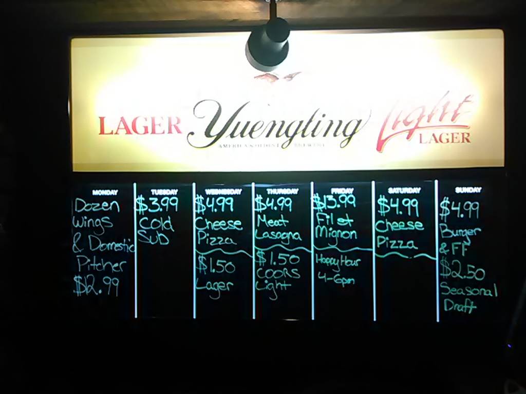 Carta de Lantern Lodge Bar and Lounge, Myerstown