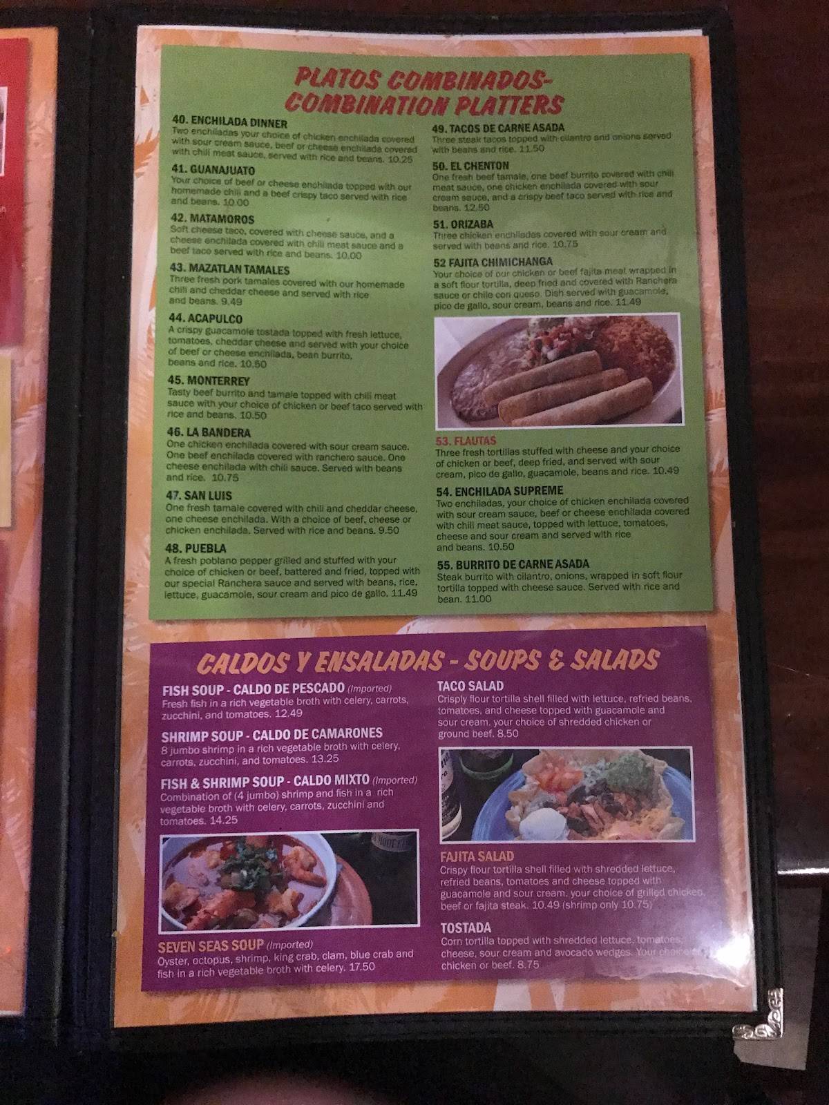 Menu at Las Palmas restaurant, Bentonville, 301 N Walton Blvd