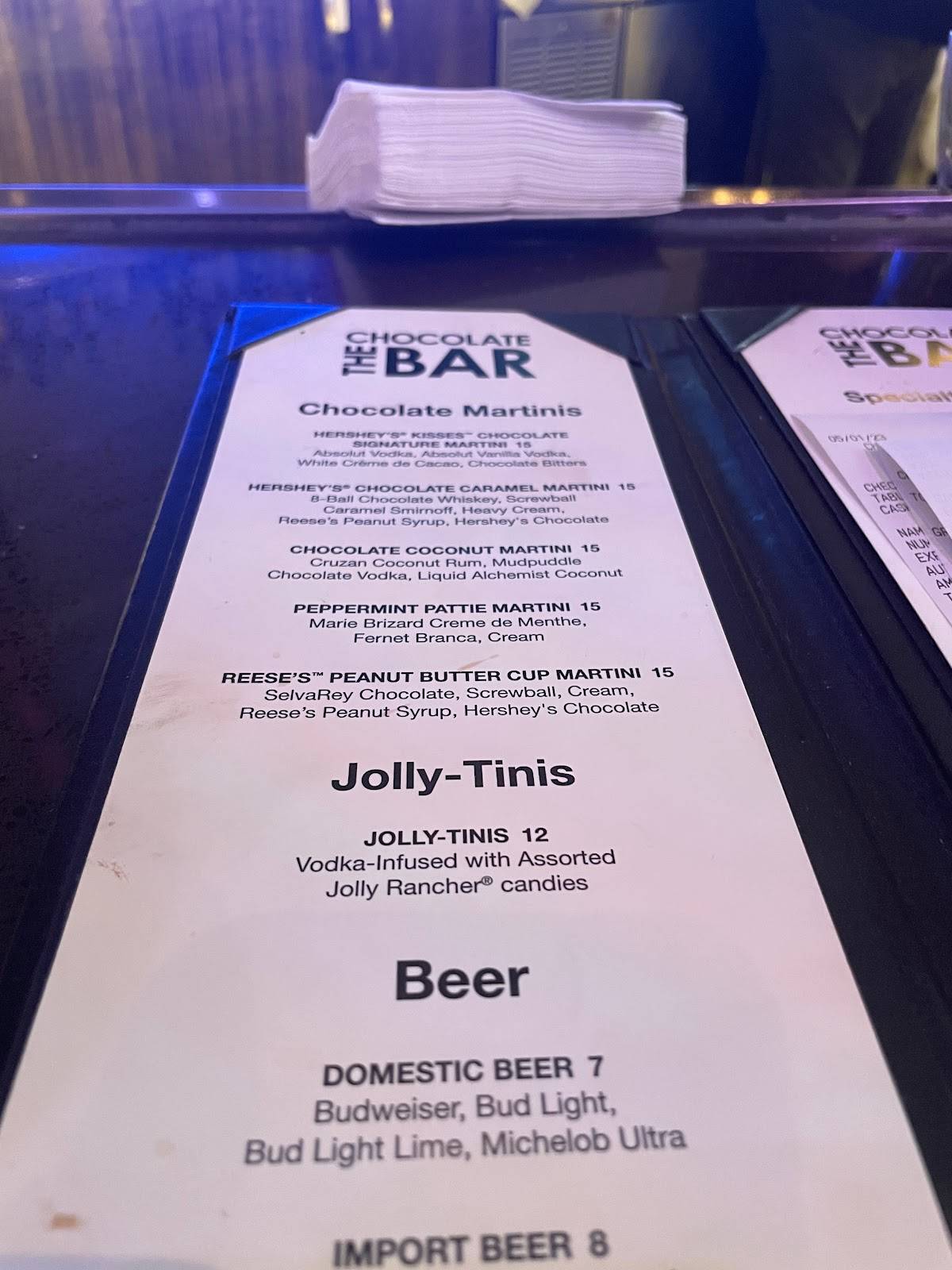 Menu at The Chocolate Bar, Las Vegas, S Las Vegas Blvd