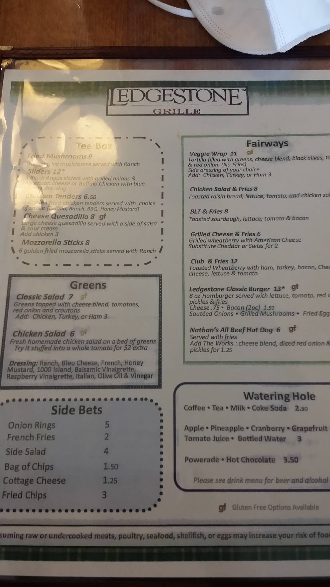 Menu at Ledgestone Grille restaurant, Branson West