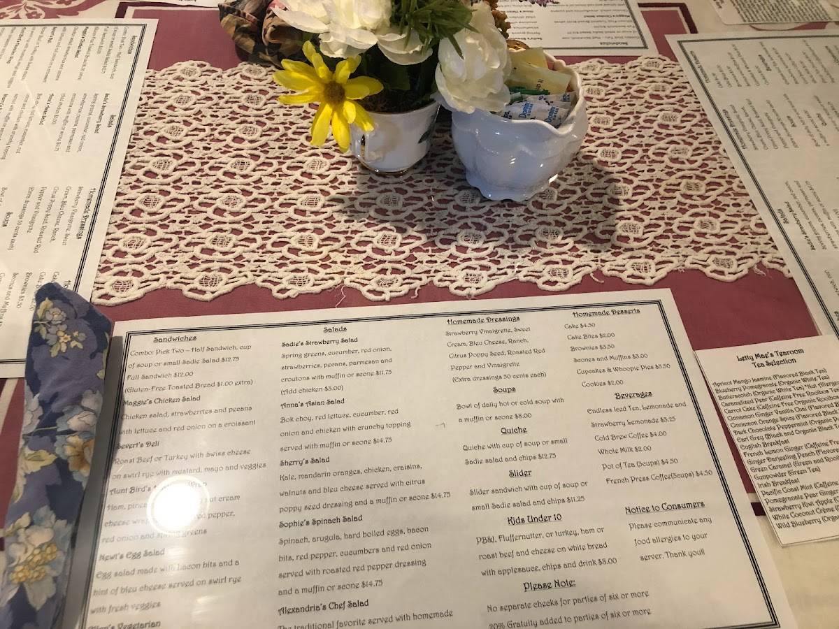 Menu at Letty Mae's Tea Room cafe, Morris