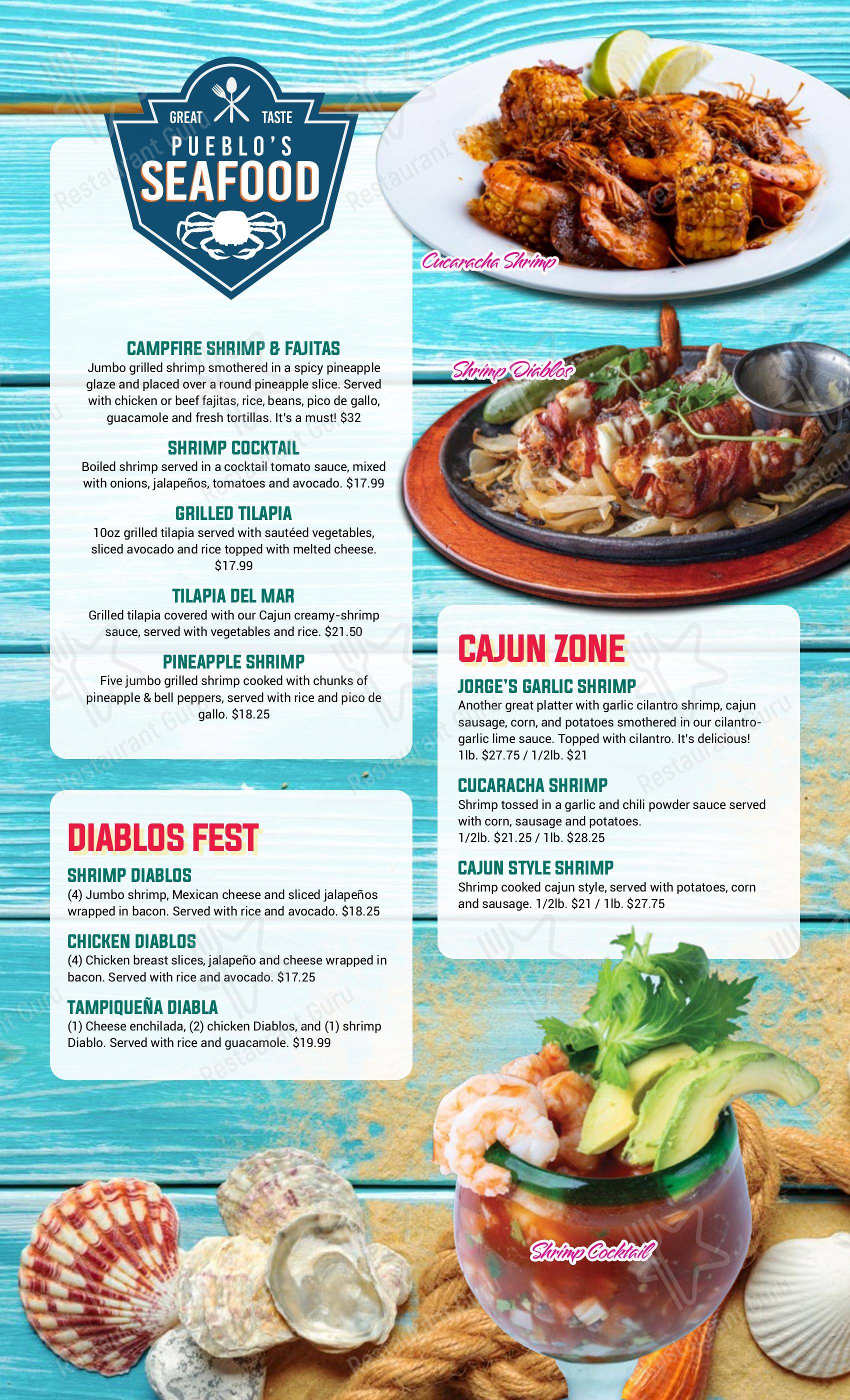 Menu at Pueblos Tex-Mex Kitchen restaurant, Liberty