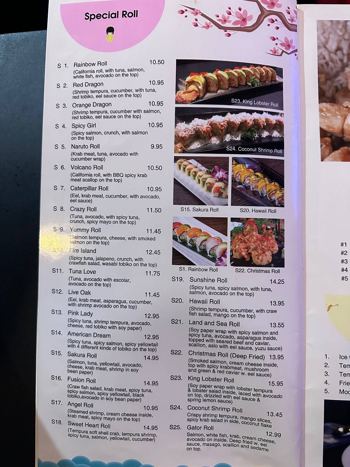 Menu at Sakura Sushi and Grill Restaurant, Live Oak