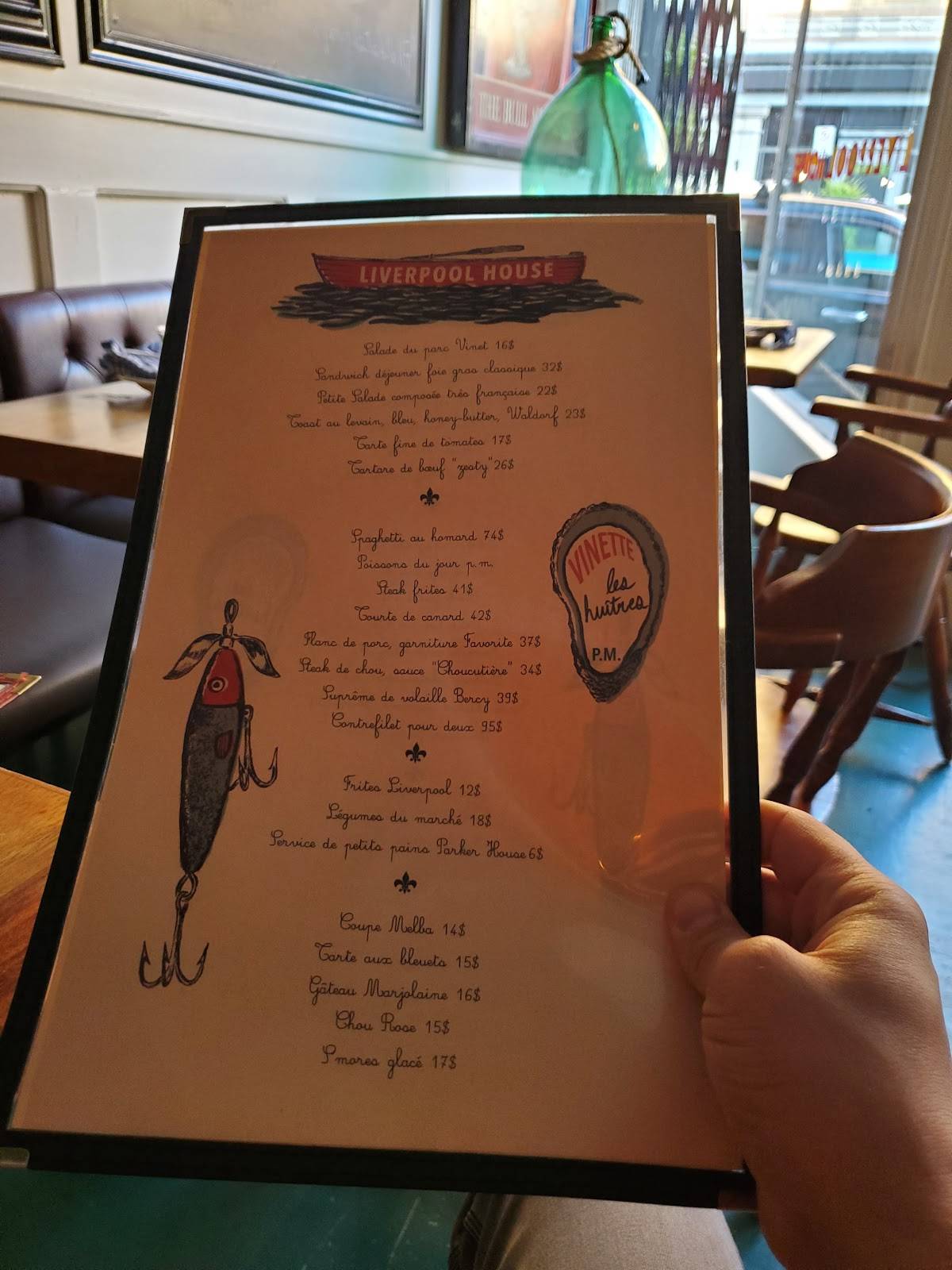 Menu at Liverpool House restaurant, Montréal