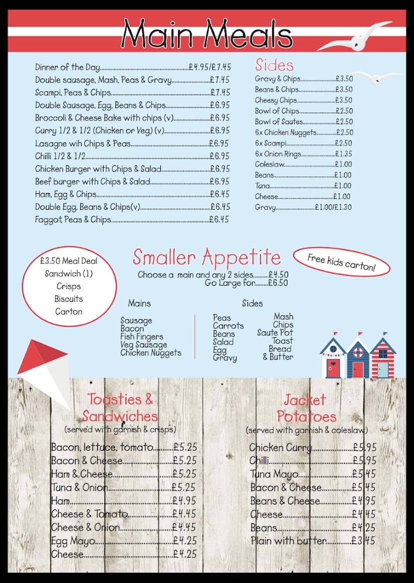 Menu at Coast Cafe, Llantwit Major
