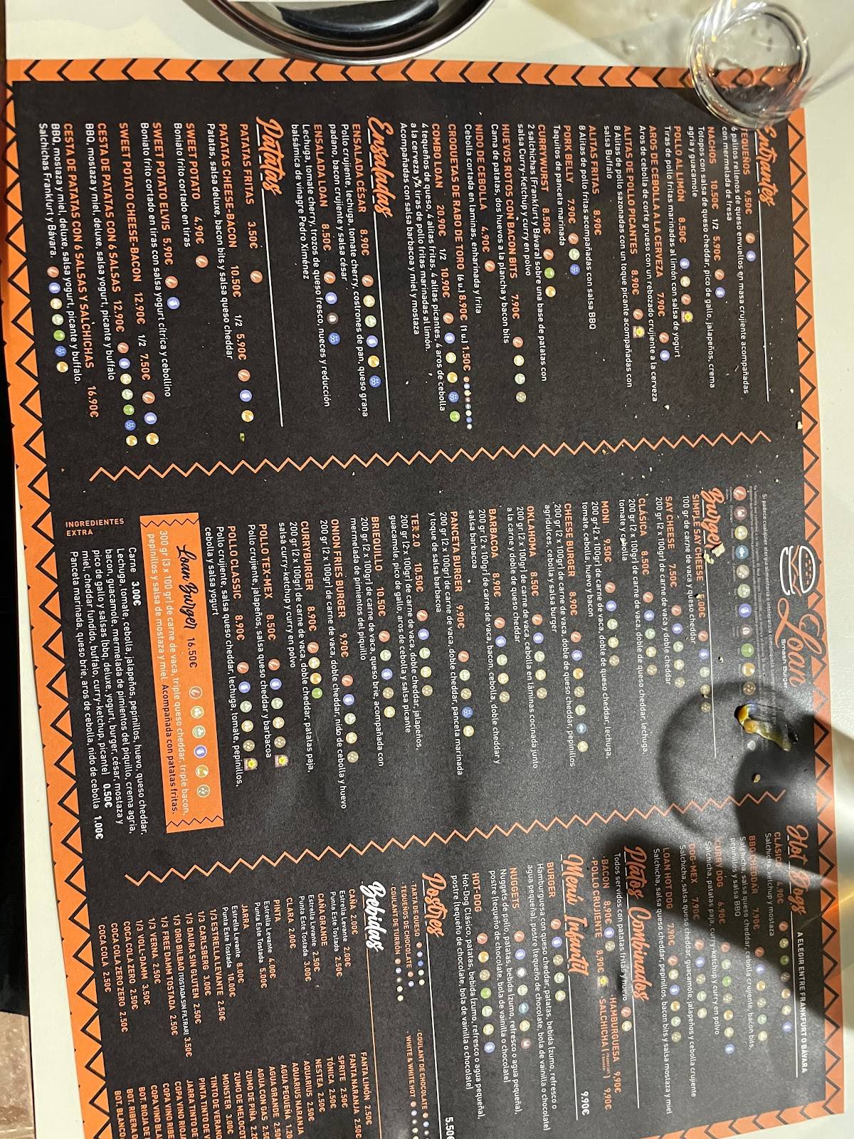 Menu at Loan Smash Burger restaurant, Garrucha