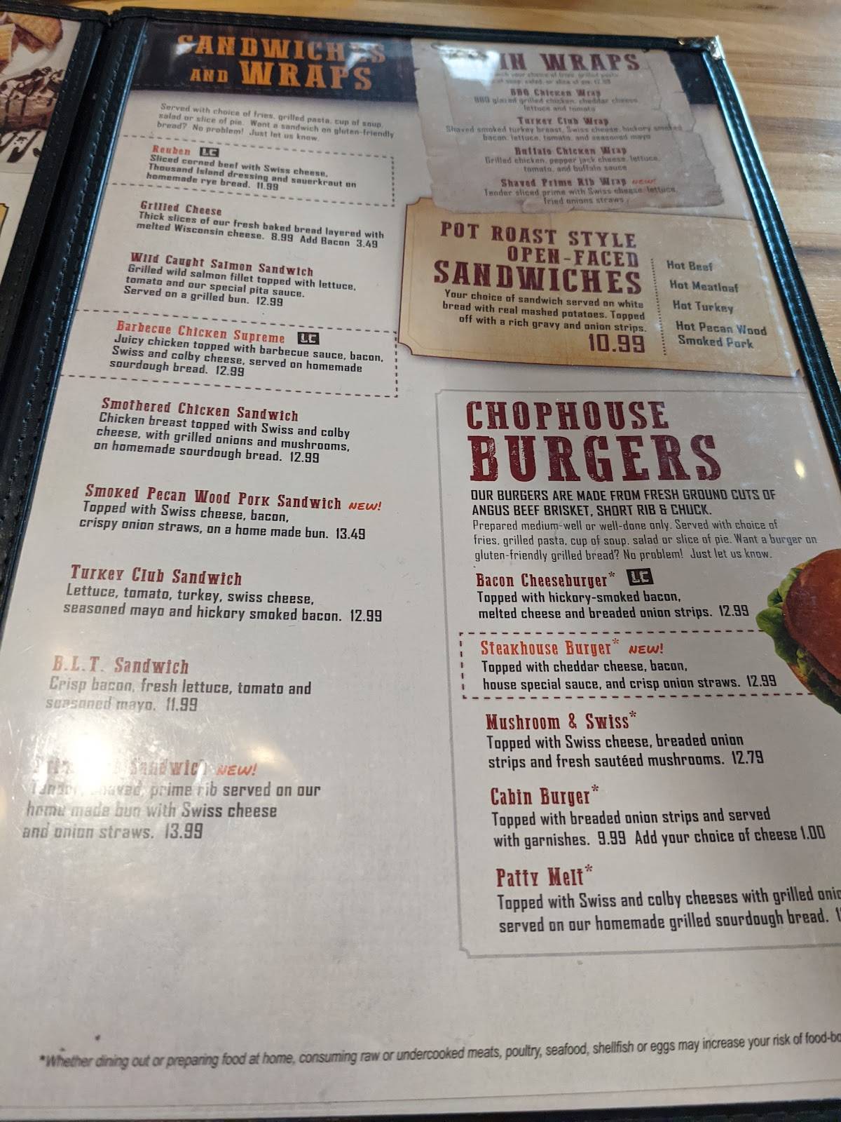 Menu at Log Cabin Family Restaurant, Baraboo, 8th St