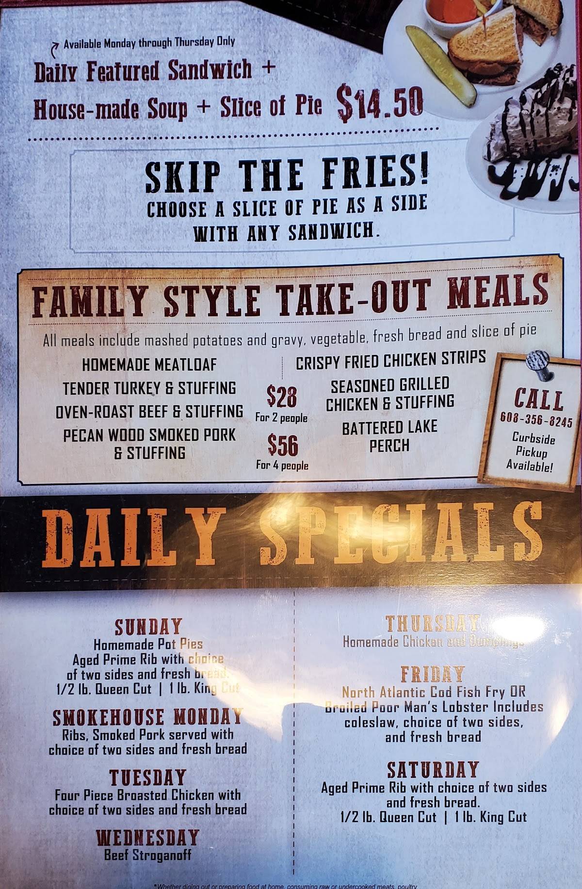 Menu at Log Cabin Family Restaurant, Baraboo, 8th St